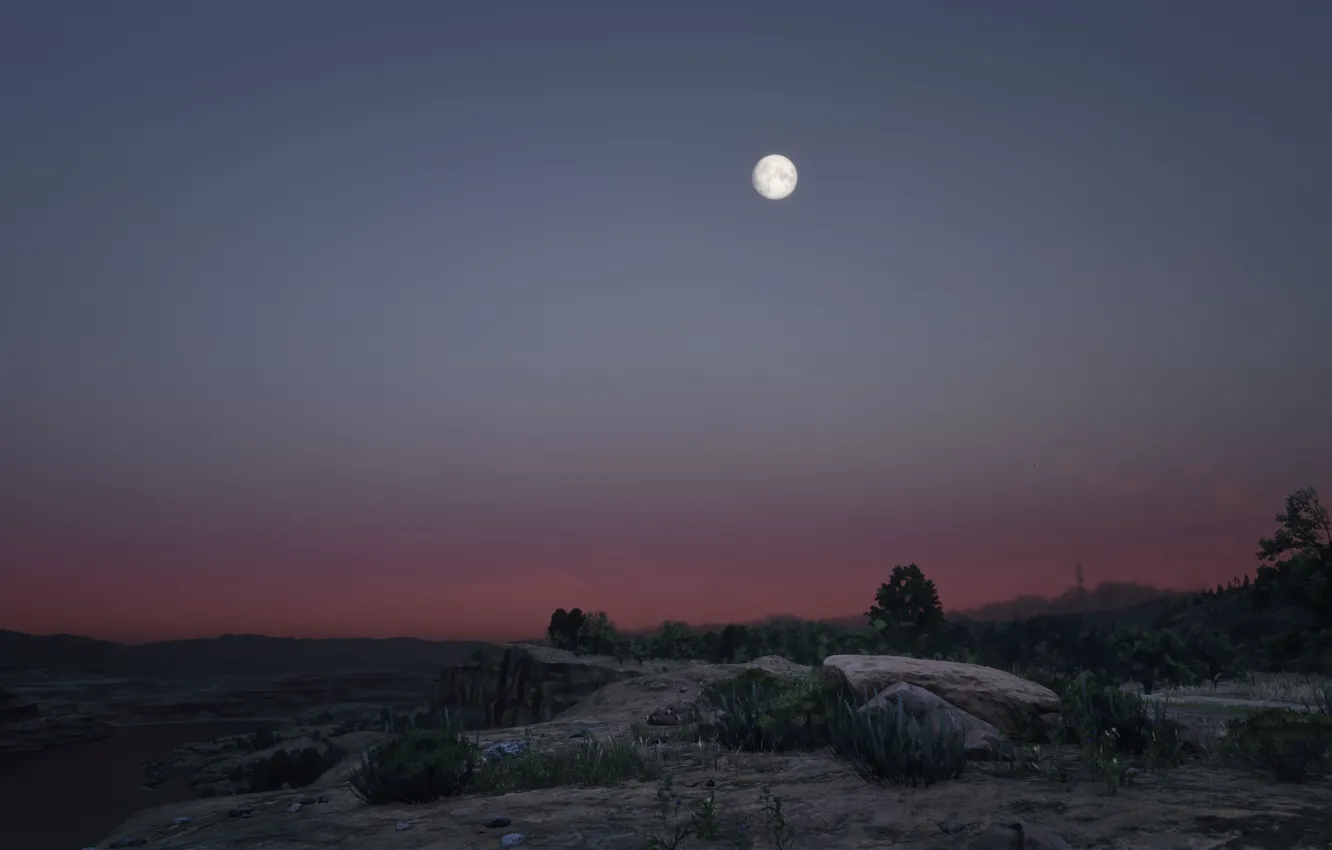 Wallpaper HDR, Moon, Game, Evening, Desert, Moonshine, UHD, Red Dead ...