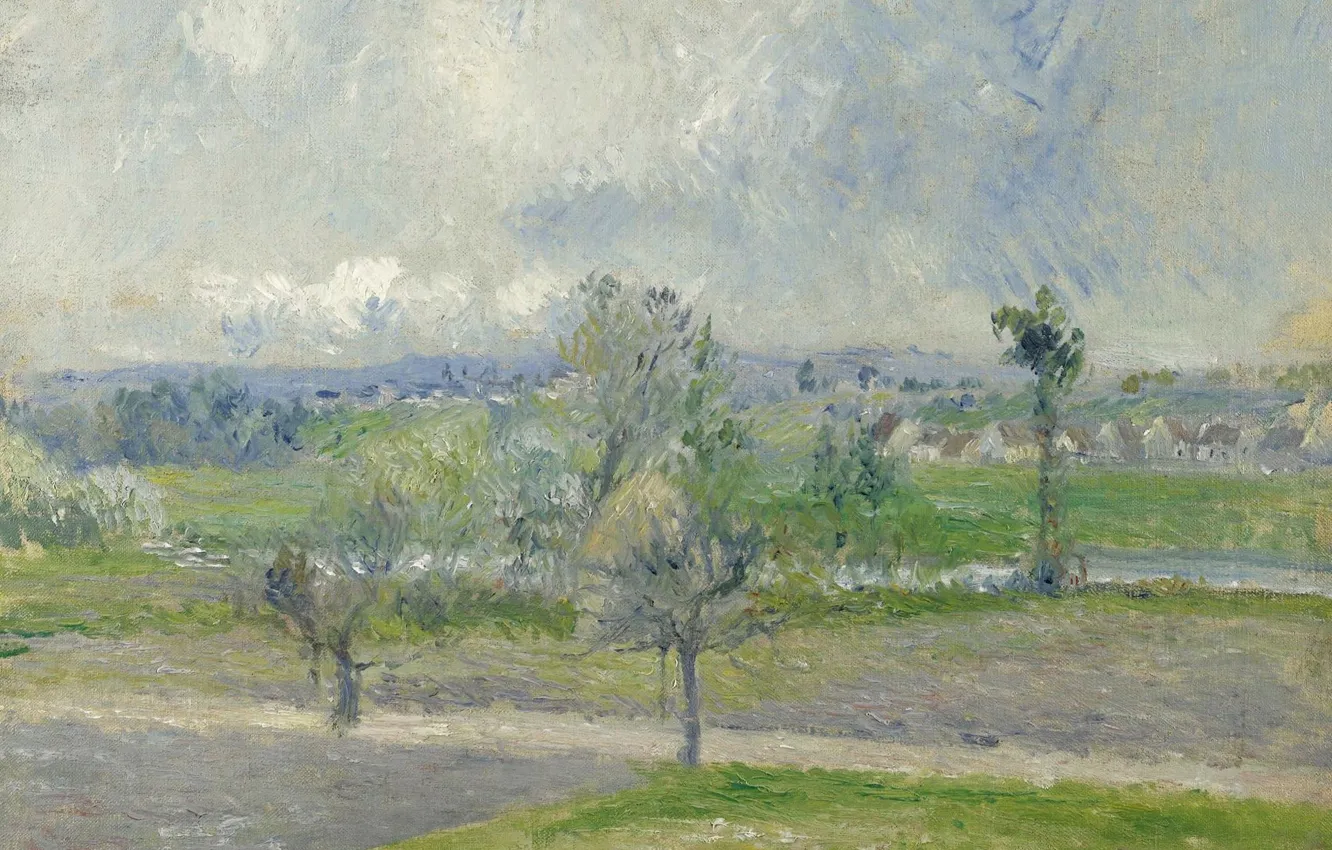 Wallpaper landscape, picture, Camille Pissarro, Rain Effect in ...