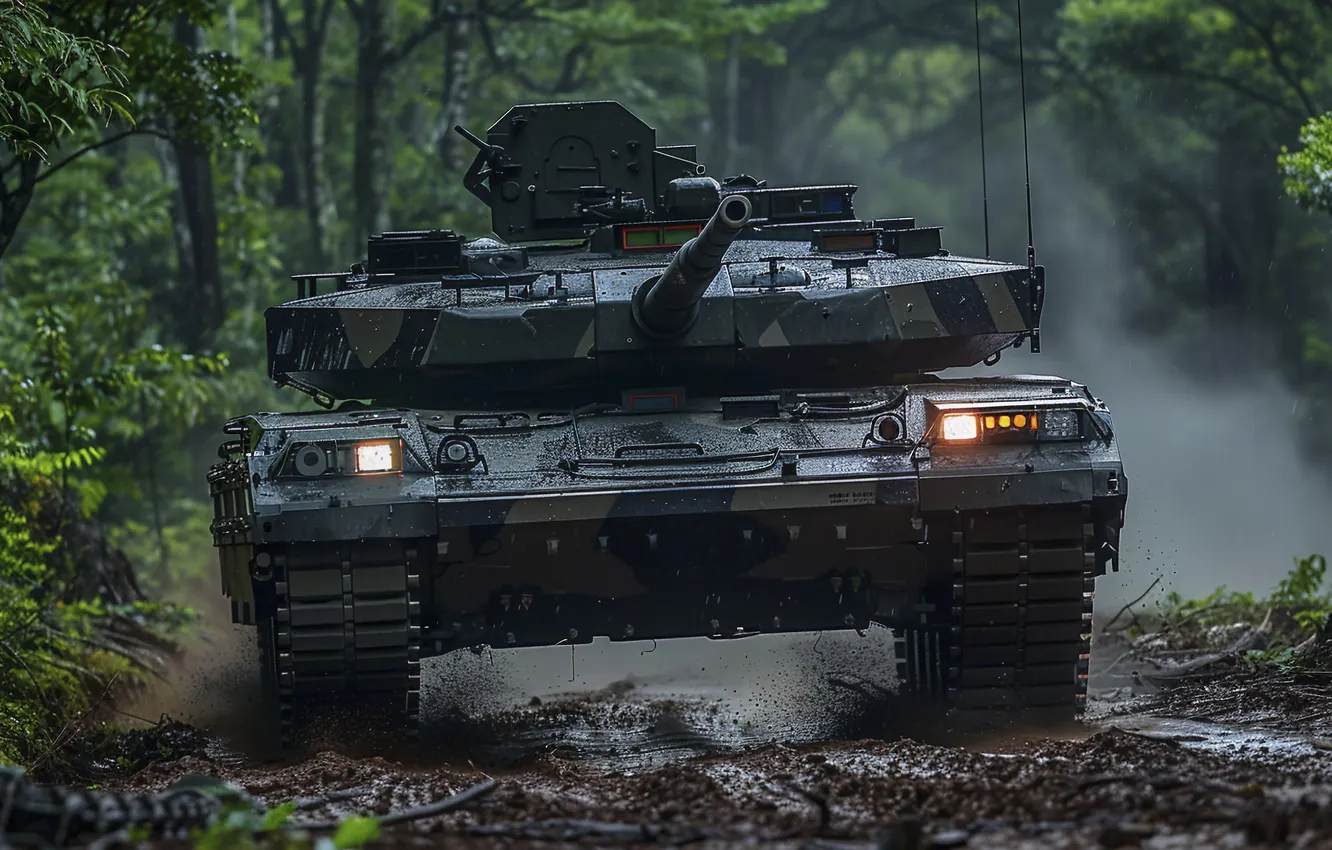 Wallpaper road, trees, dirt, tank, digital art, AI art, The Art of ...