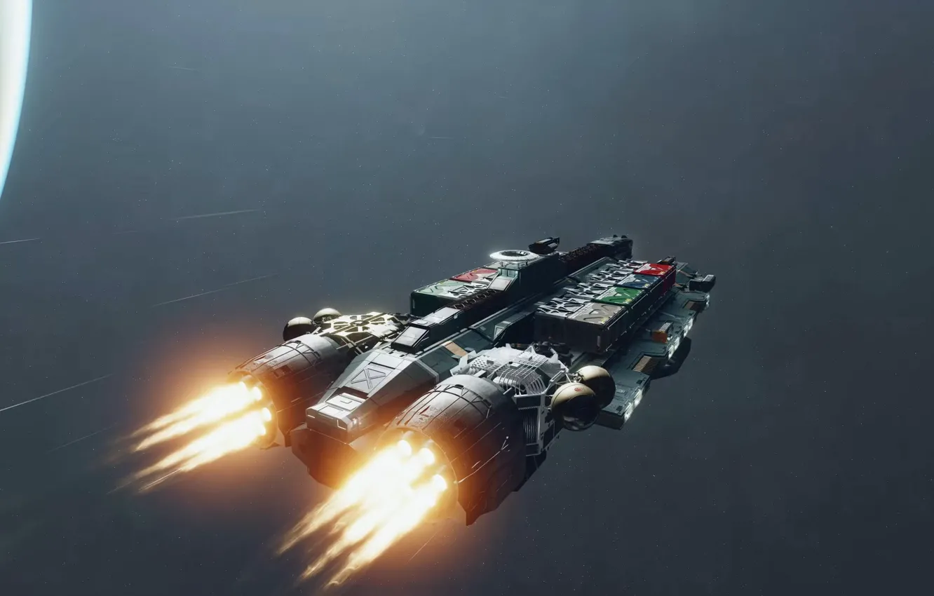 Wallpaper space, engine, flame, ship, planet, Starfield for mobile and ...