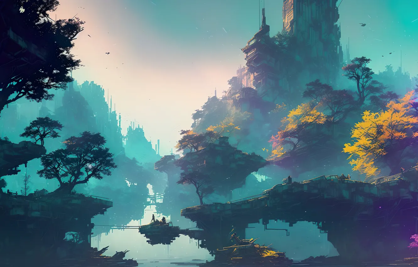 Wallpaper landscape, art, digital art, Stable Diffusion, Neuronet, AI ...