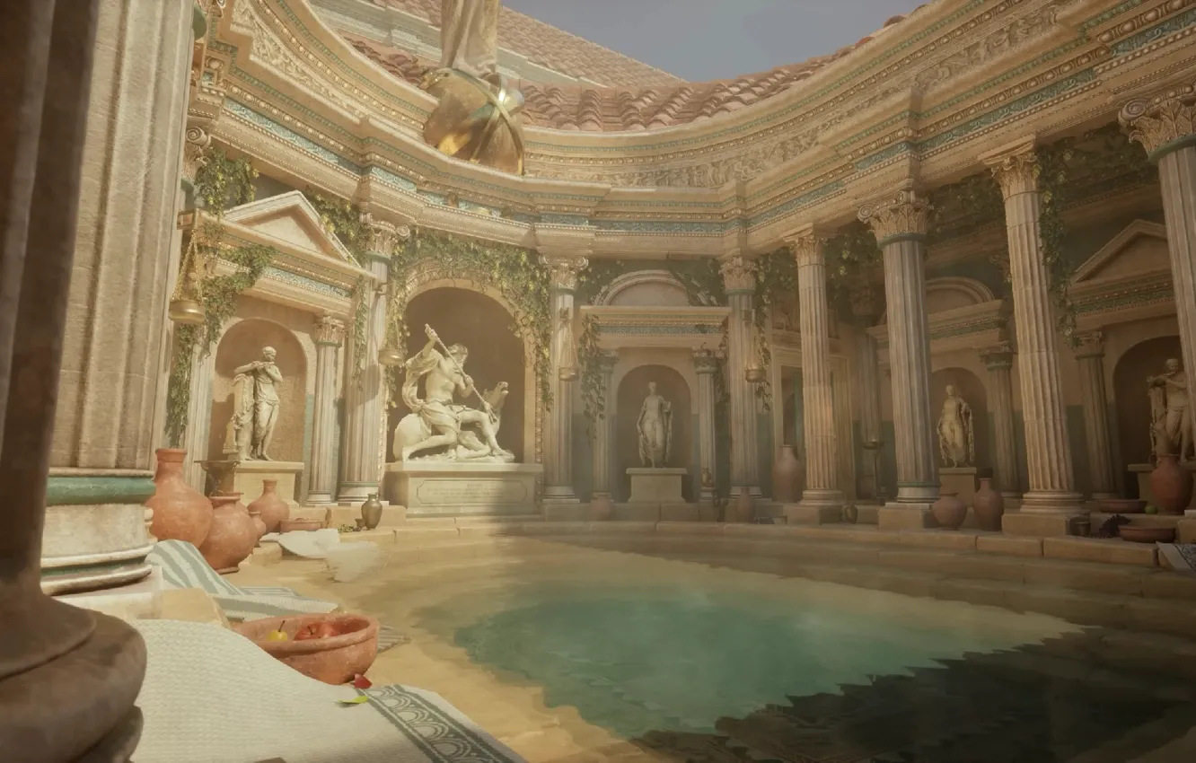 Wallpaper pool, Italy, Roma, classical Roman art, Roman Baths for ...