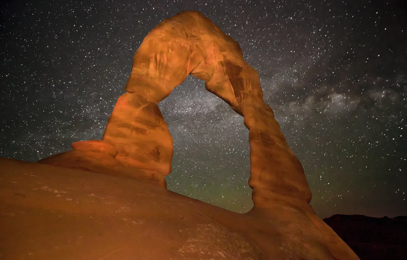 Wallpaper the sky, stars, night, arch, Utah for mobile and desktop ...