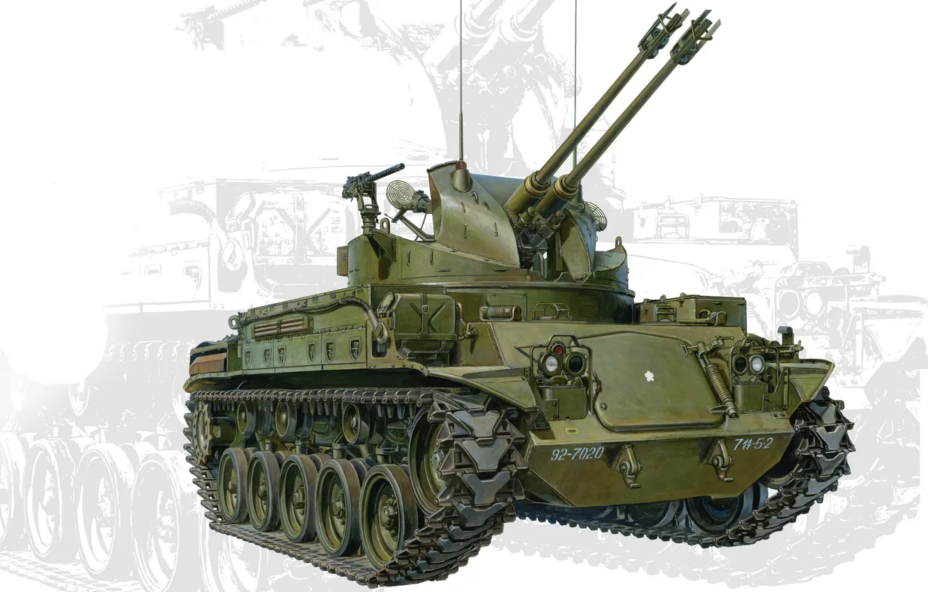 Wallpaper art, gun, installation, self-propelled, the crew, Duster, M42 ...