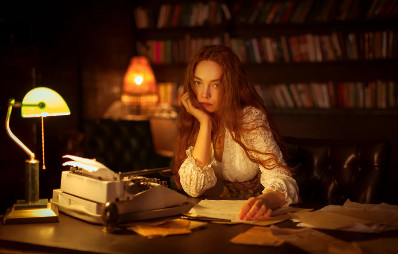 Wallpaper red, redhead, long hair, long hair, redhead, Denis Kotov for mobile and desktop ...