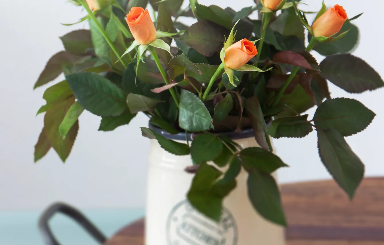 Wallpaper flowers, roses, bouquet, pitcher for mobile and desktop ...