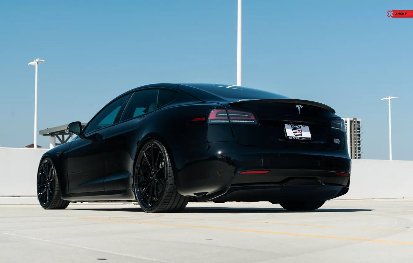Wallpaper Car, Auto, Black, Tesla, Model S, Plaid, Fast, ANRKY Wheels ...