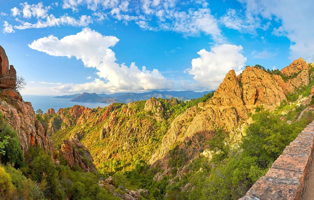 Wallpaper sea, rocks, France, France, The Calanques de Piana in Corsica ...