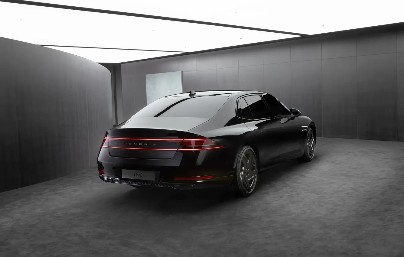 Wallpaper black, sedan, black, Genesis, Genesis G90, 2024 for mobile and desktop, section другие ...