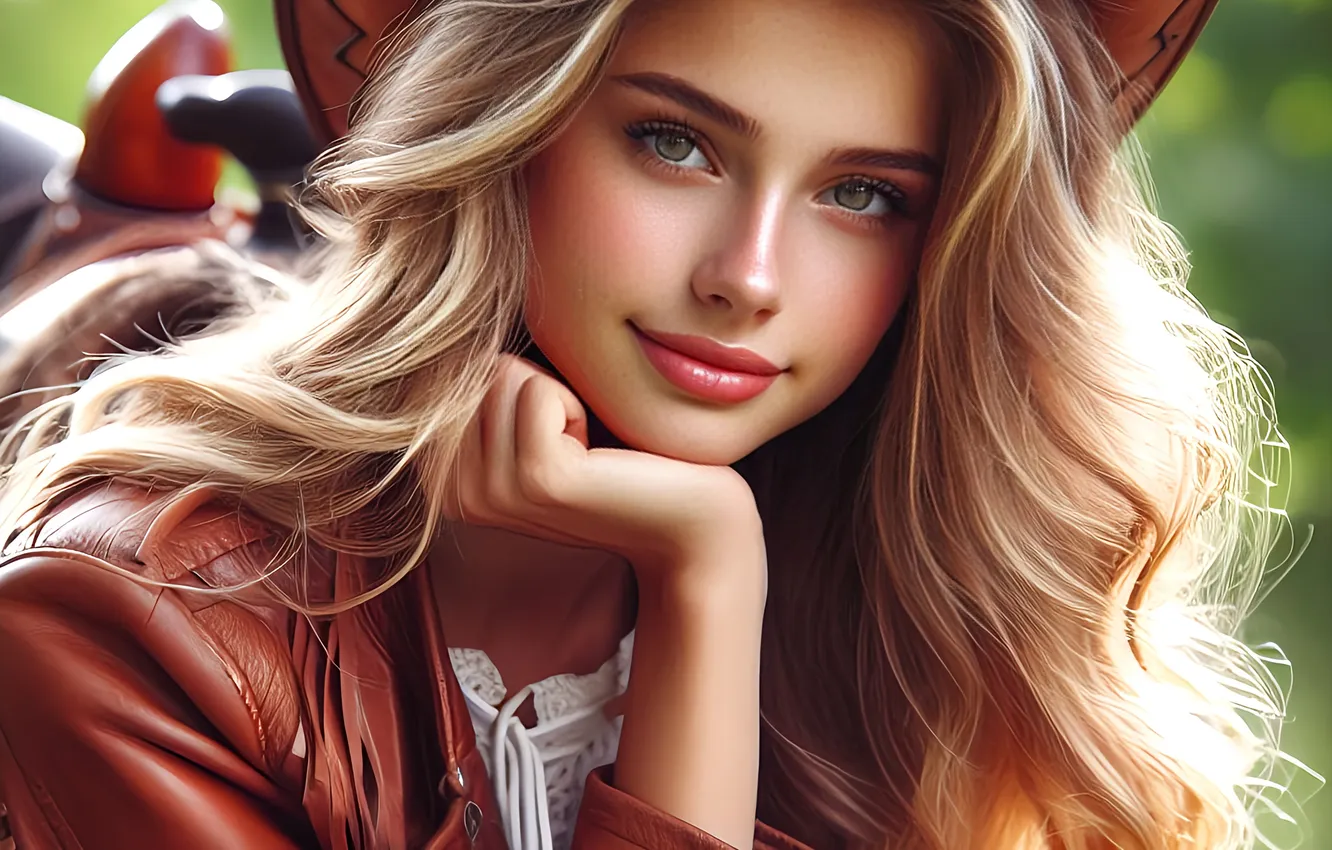 Wallpaper look, girl, face, pose, portrait, AI art, neural network for ...