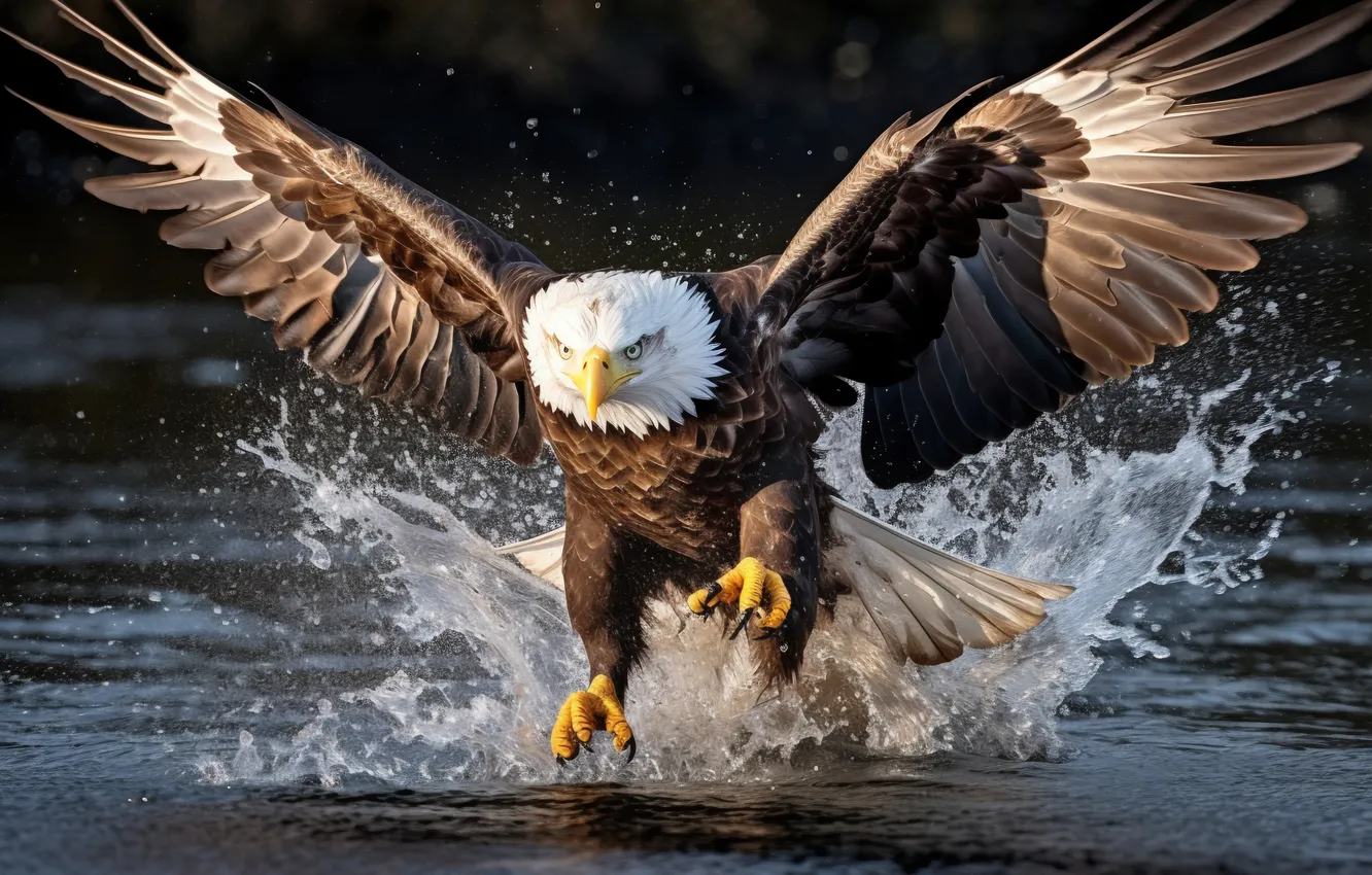 Wallpaper river, eagle, hunting for mobile and desktop, section животные, resolution 5376x3584 ...