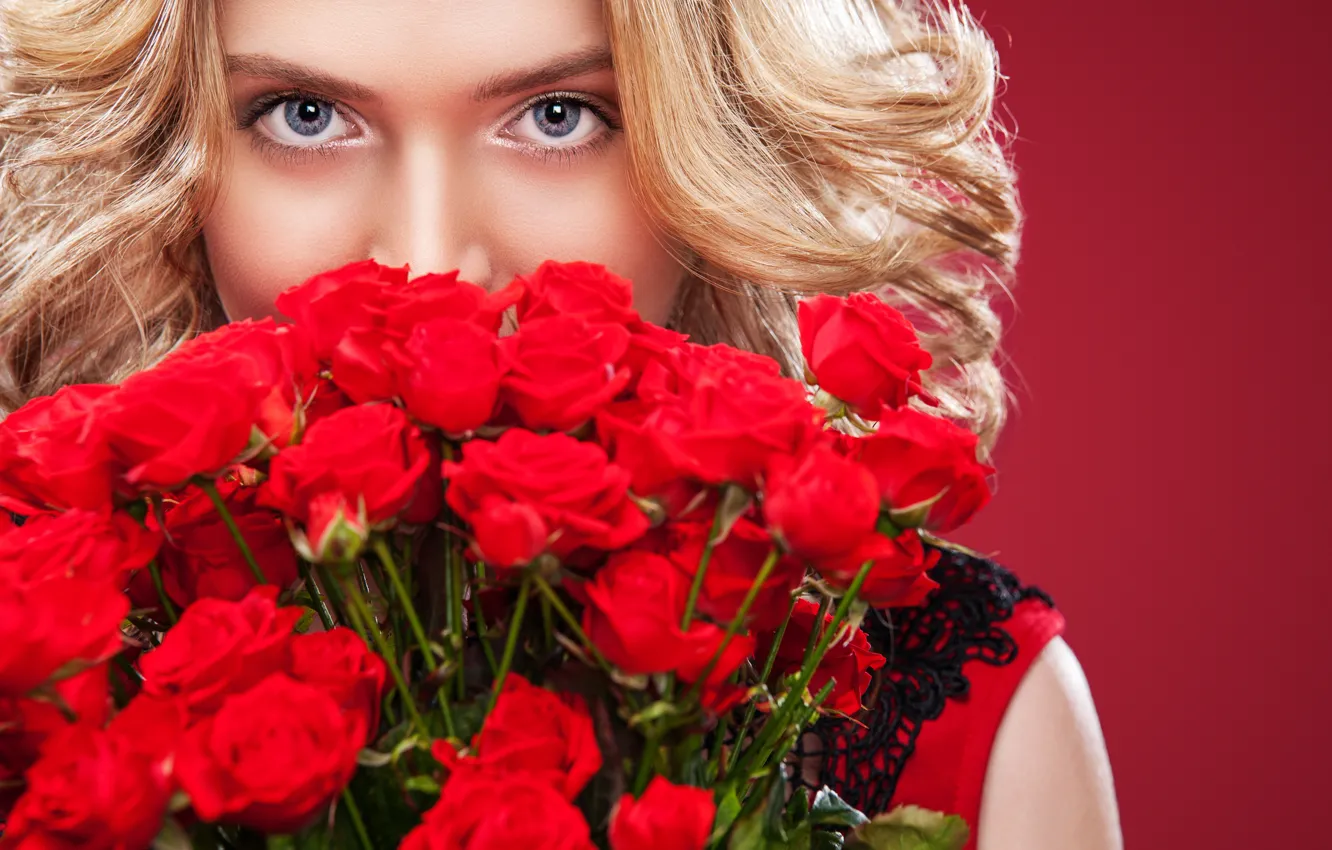 Wallpaper girl, model, roses, bouquet, Mykhailo Orlov for mobile and ...