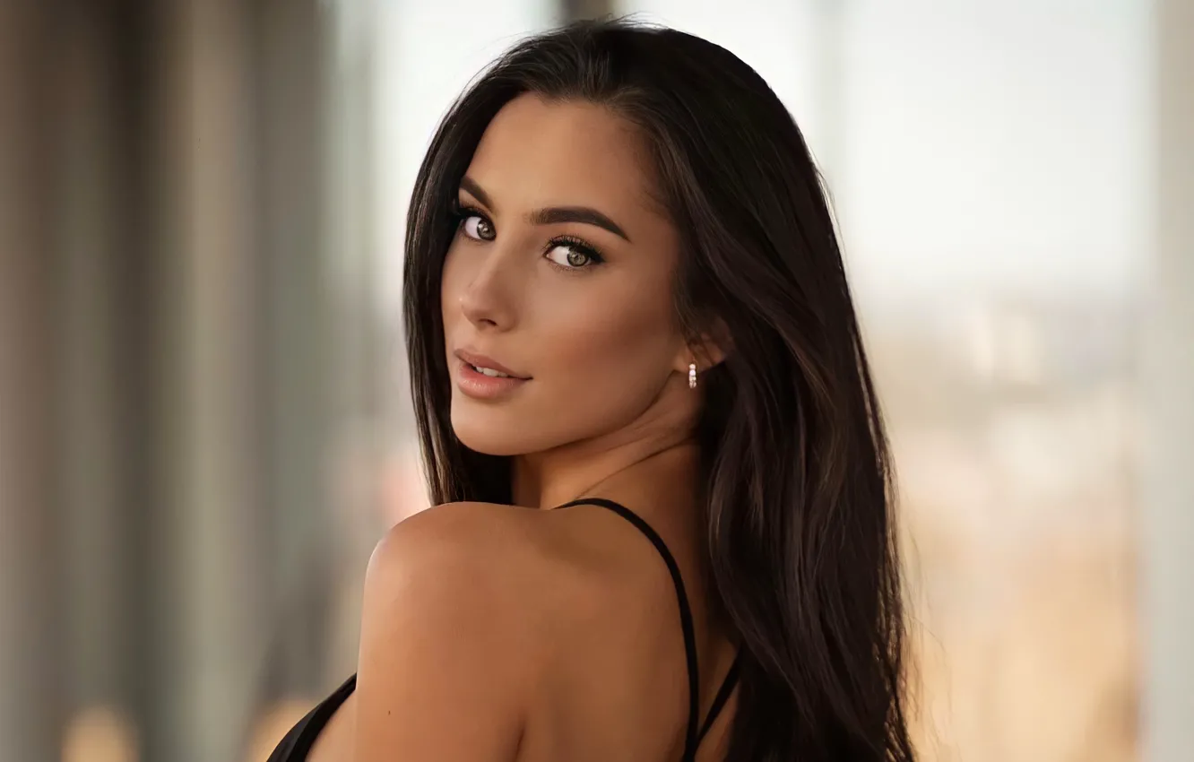 Wallpaper girl, model, pretty, face, brunette, pose, portrait, Carlotta ...