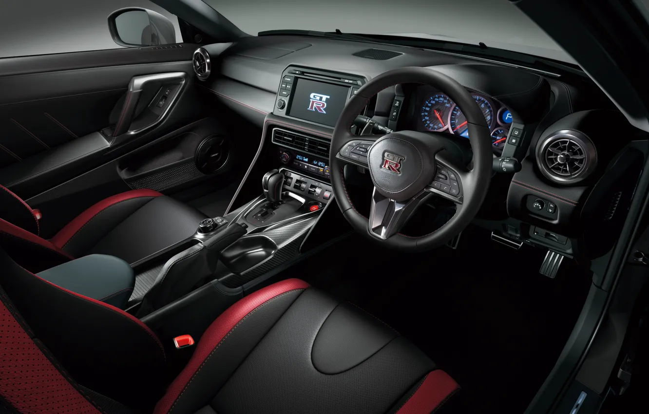Wallpaper panel, interior, the wheel, Nissan, GT-R, salon, Nissan, R35 ...