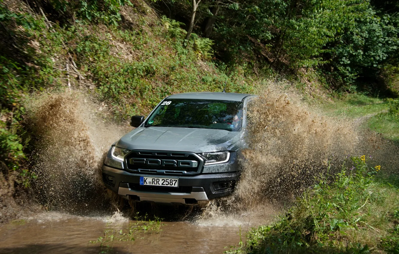 Wallpaper squirt, grey, Ford, Raptor, pickup, Ranger, 2019 for mobile ...
