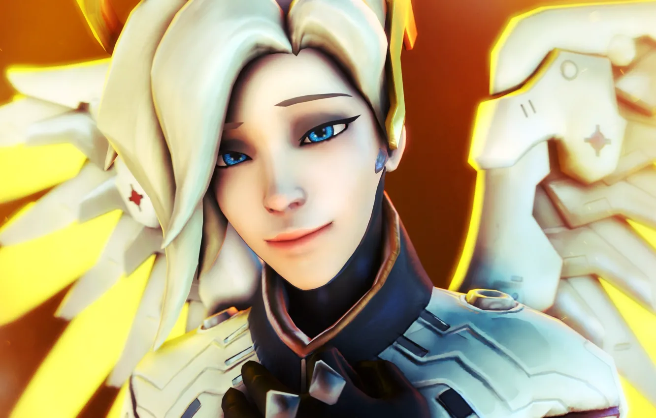 Wallpaper girl, face, fps, moba, overwatch, mercy, Angela Ziegler ...