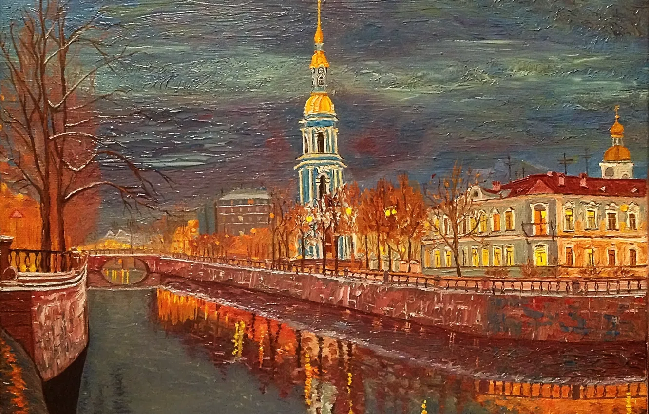 Wallpaper the city, oil, painting, Saint Petersburg images for desktop ...