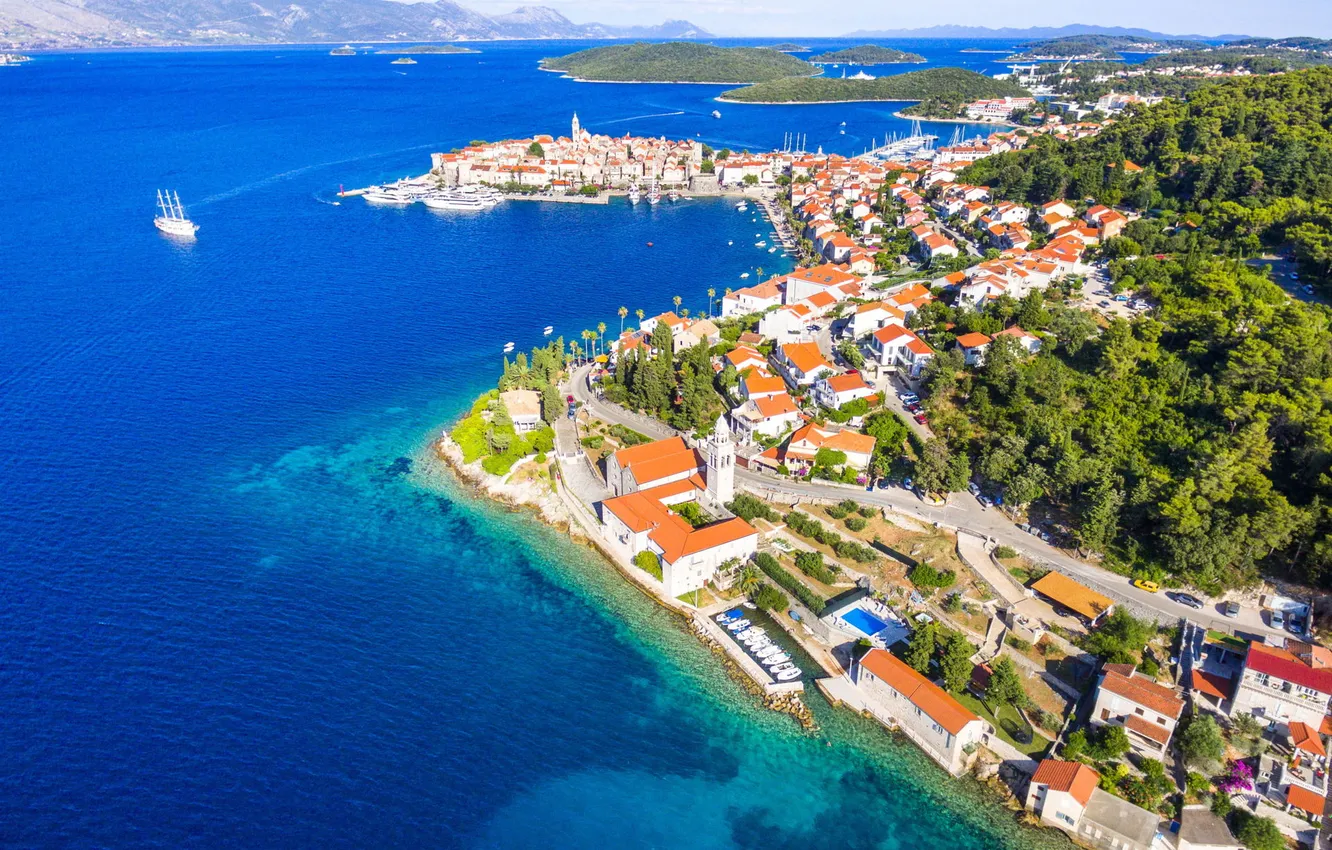 Wallpaper sea, coast, panorama, Croatia, Adriatica, Jadran, archipelago ...