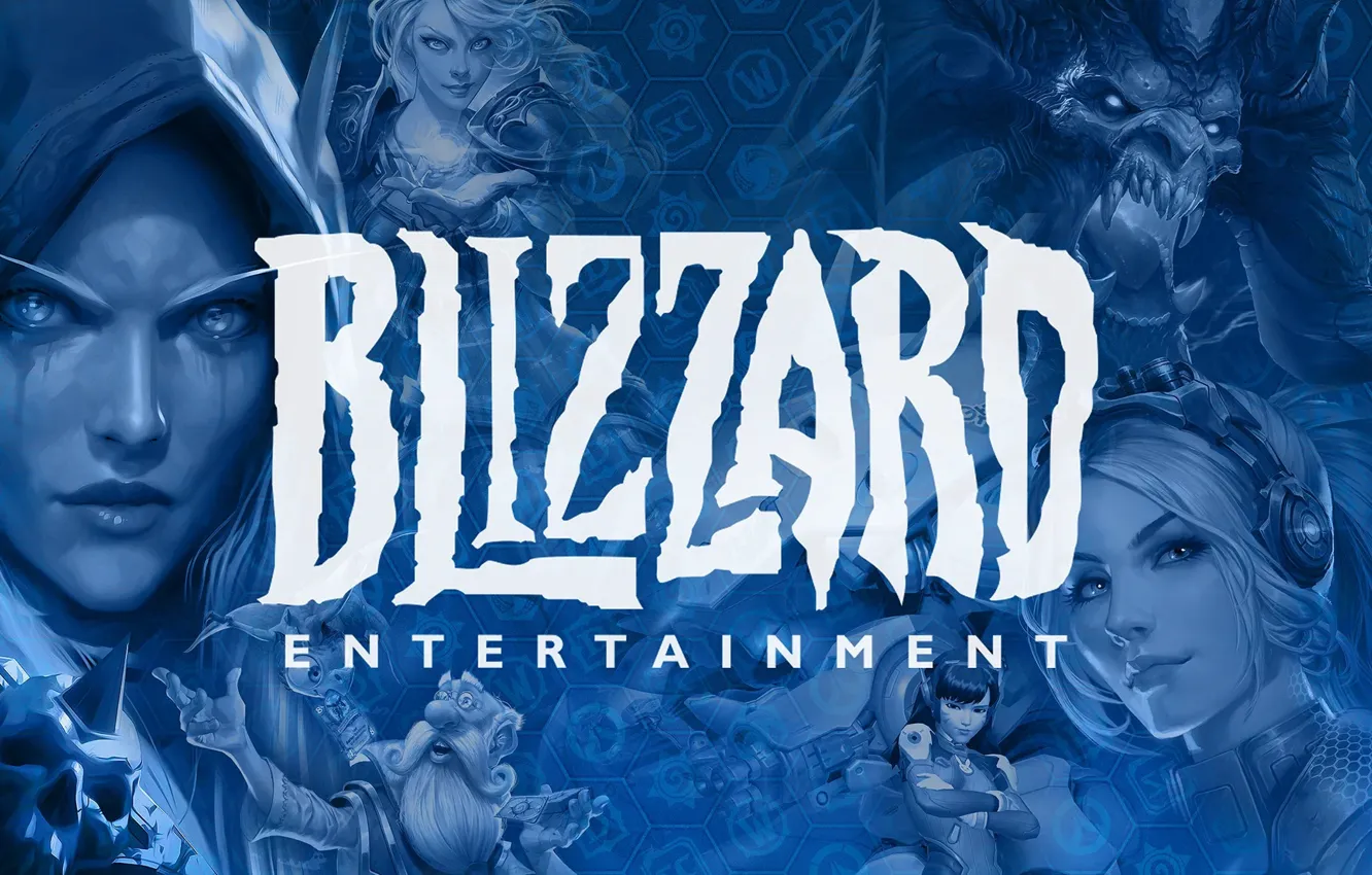 Wallpaper logo, Logo, Blizzard, blue background, blue background ...