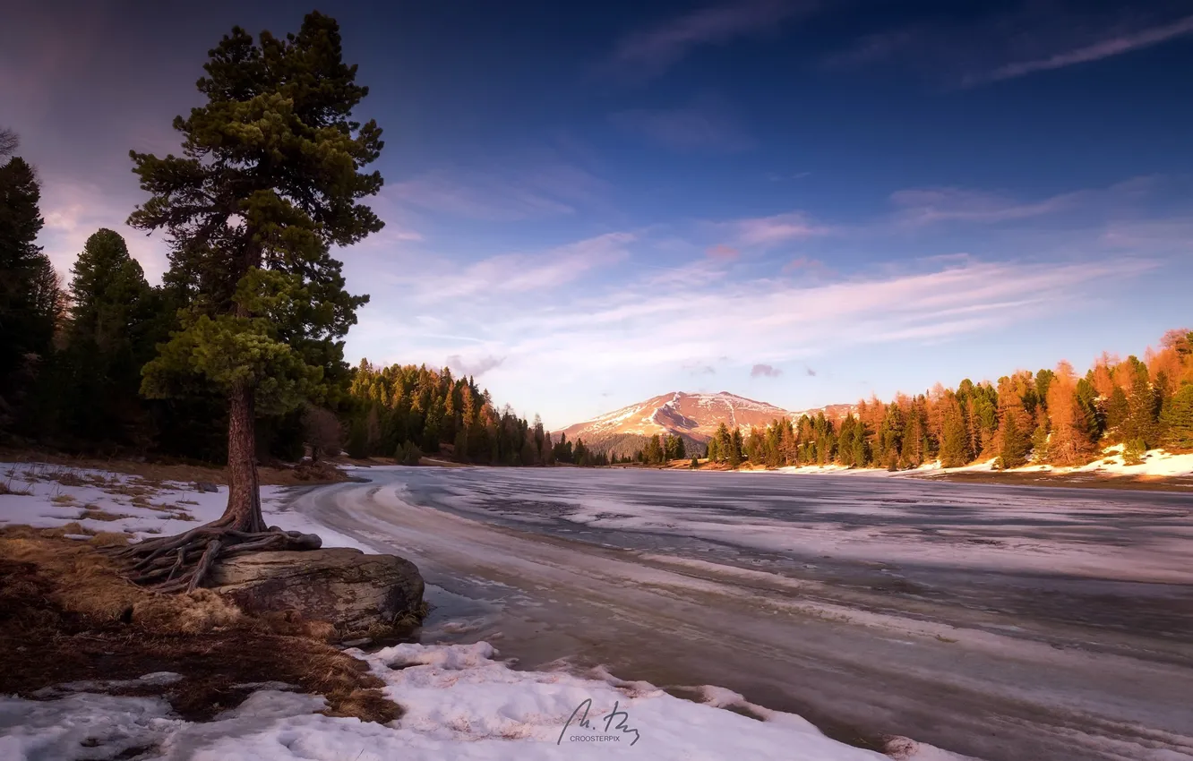 Wallpaper ice, trees, mountains, lake for mobile and desktop, section ...