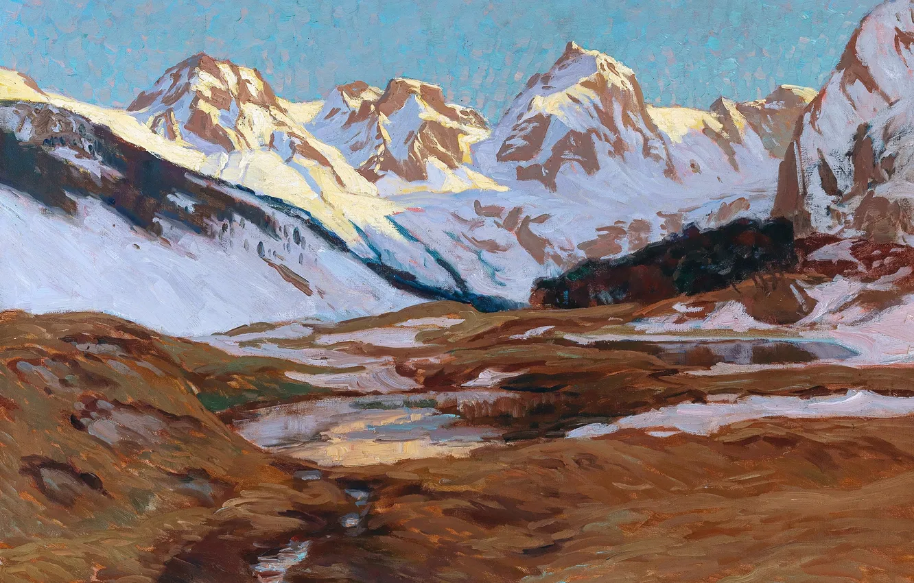 Wallpaper mountains, picture, Carl O'Lynch of Town, Austrian post-Impressionist painter, Carl O ...