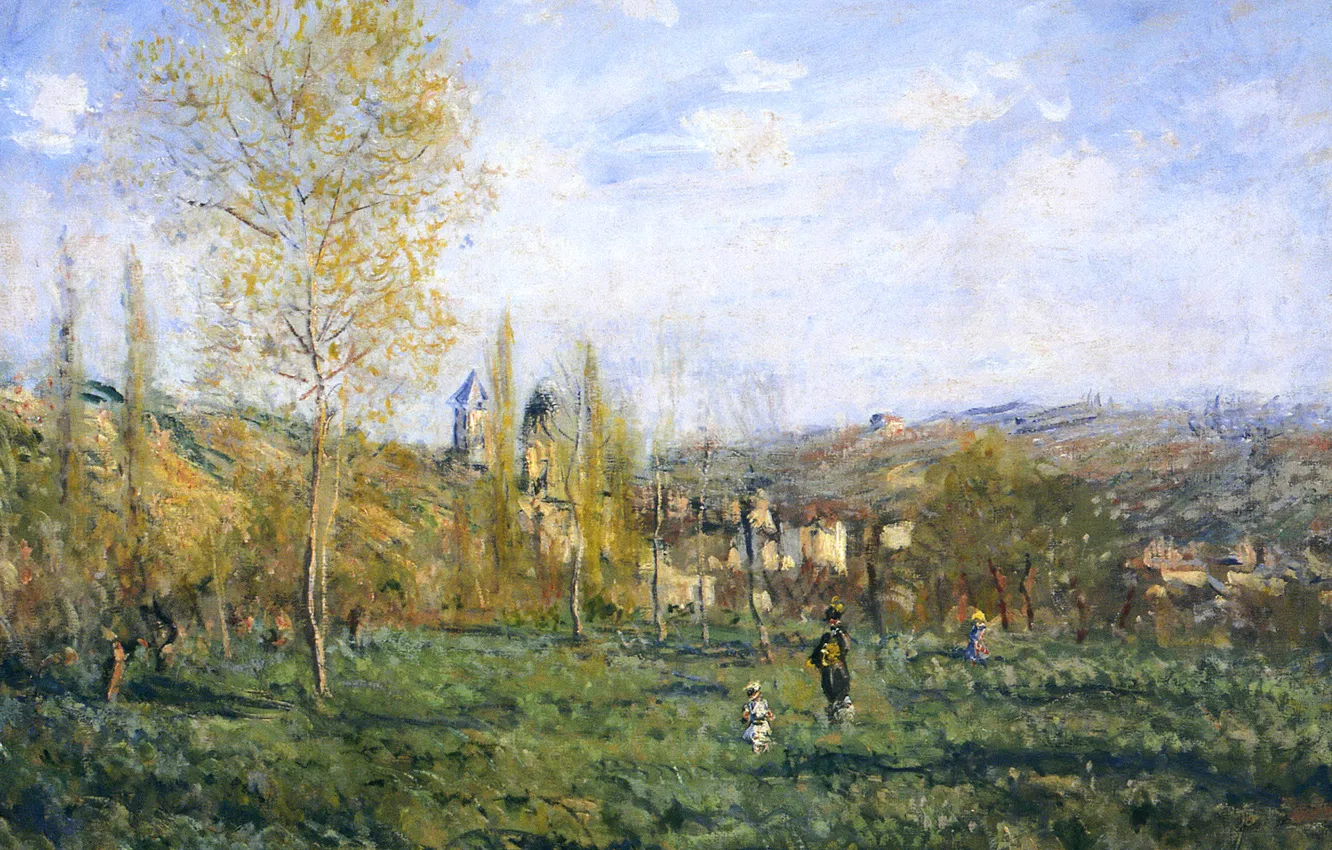 Wallpaper landscape, picture, Claude Monet, Springtime in Vétheuil ...