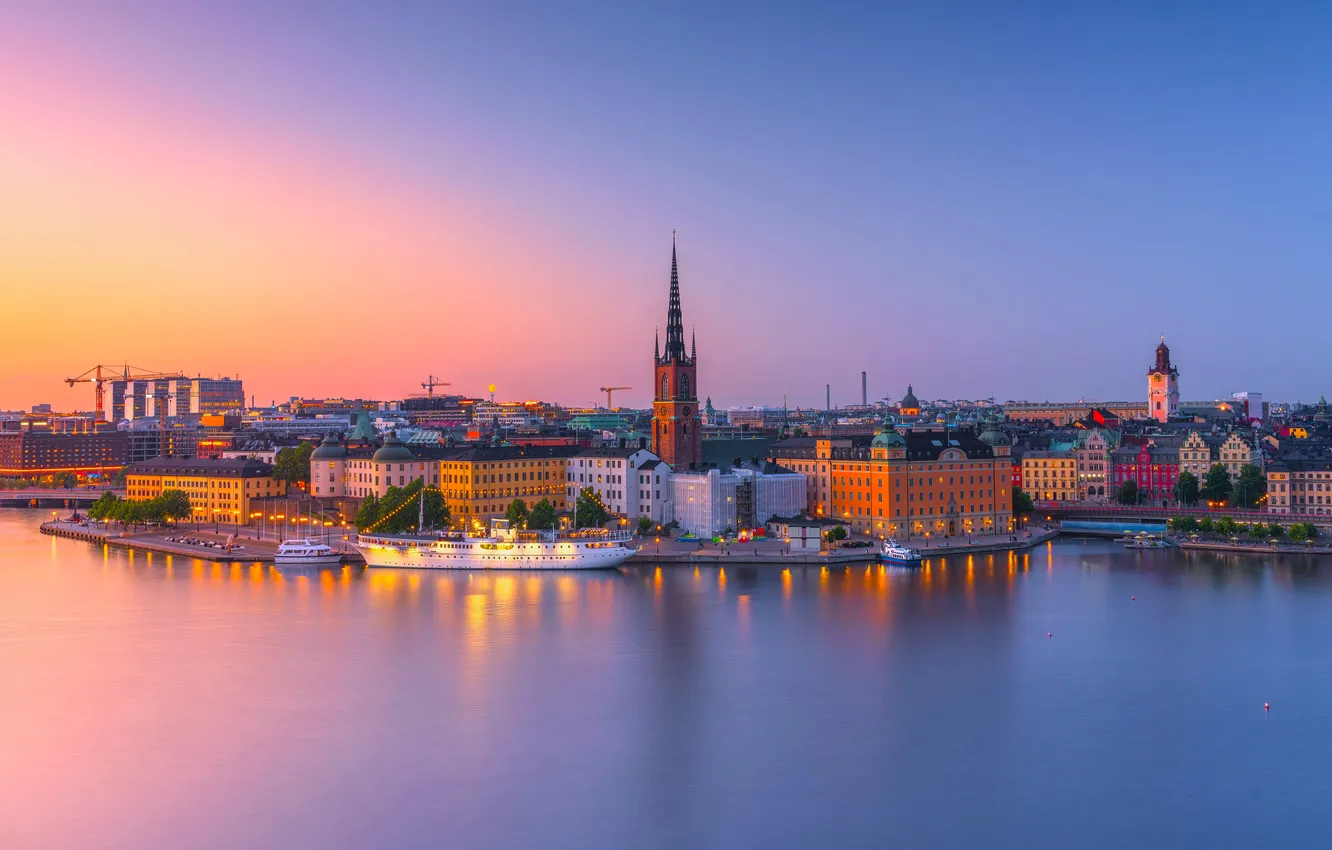 Wallpaper the sky, landscape, river, home, Sweden, Stockholm, Daniel Burton for mobile and ...