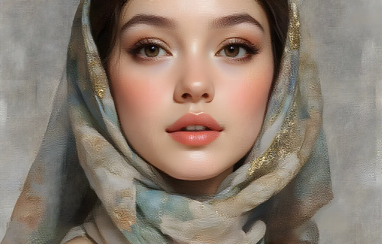 Wallpaper look, girl, pose, portrait, imitation painting, AI art ...