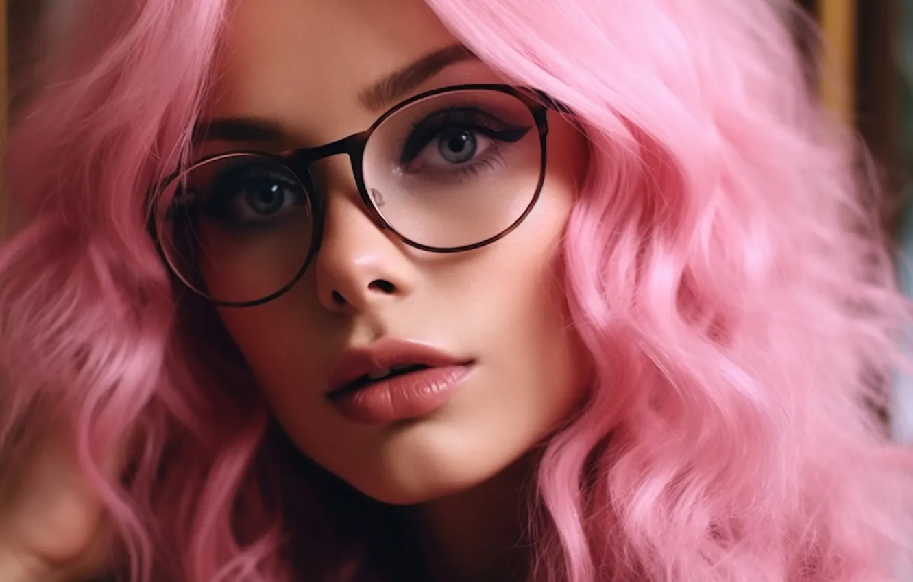 Wallpaper Look Girl Close Up Face Pose Portrait Glasses Image