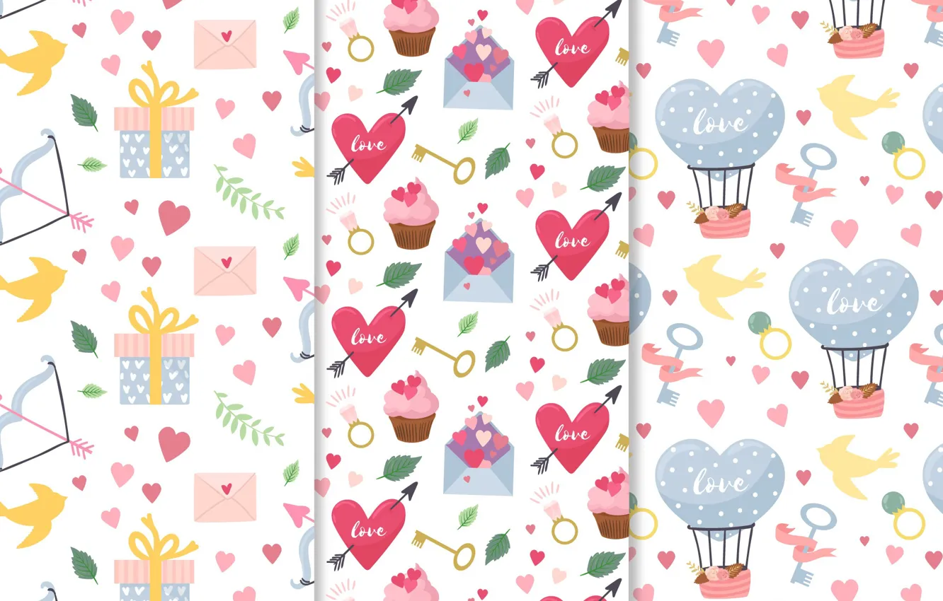 Wallpaper background, vector, texture, hearts, pattern, valentine's day ...