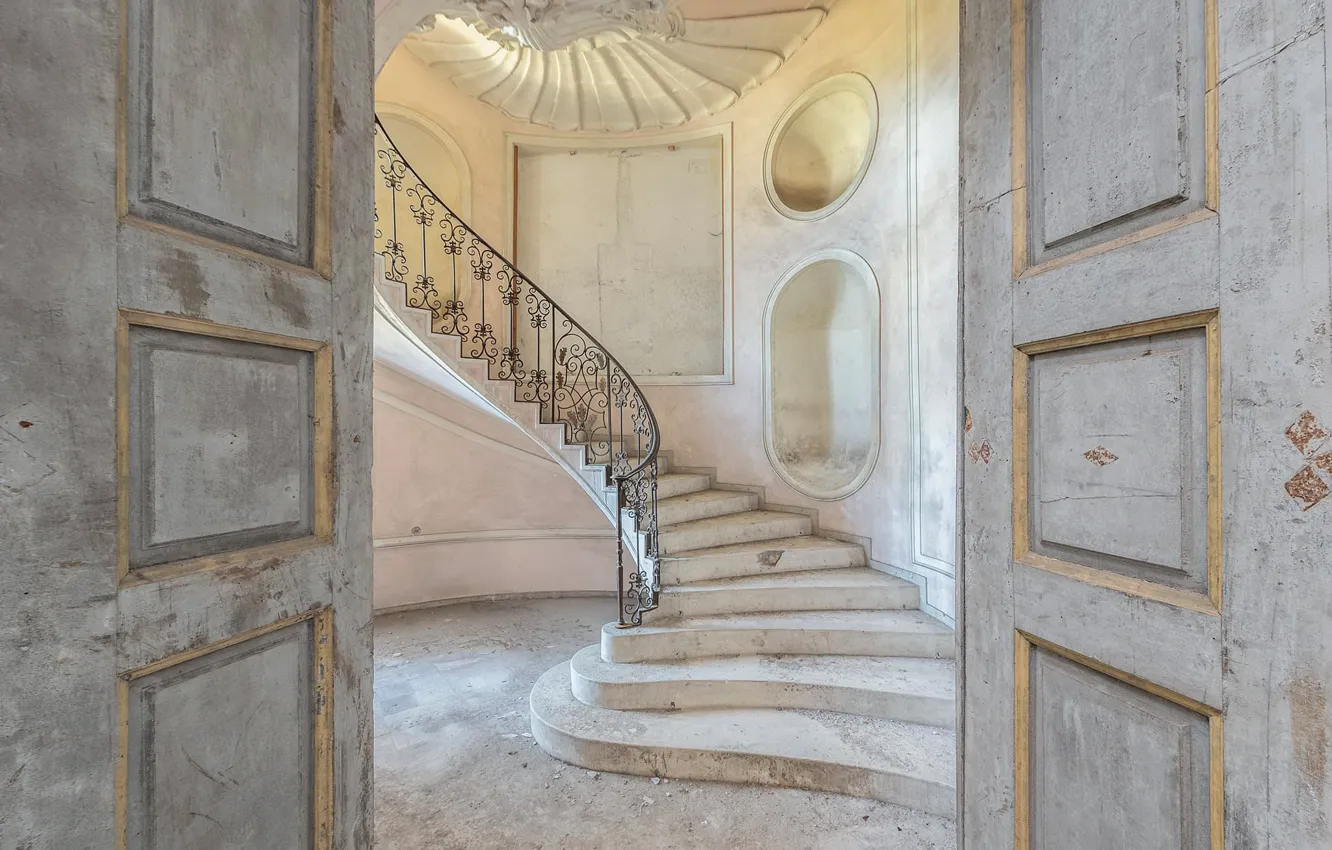 Wallpaper house, door, ladder for mobile and desktop, section интерьер ...