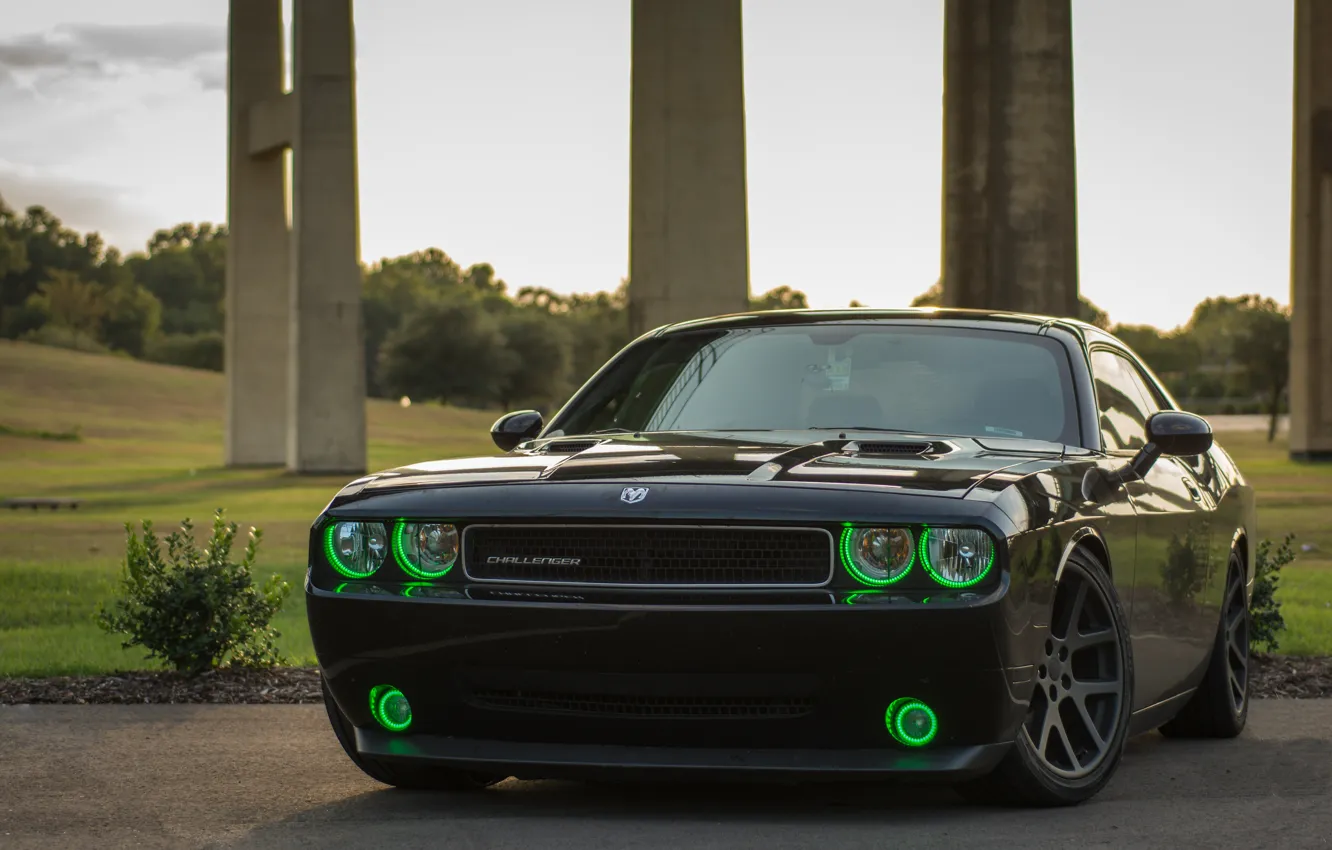 Wallpaper lights, green, Dodge, Challenger for mobile and desktop ...
