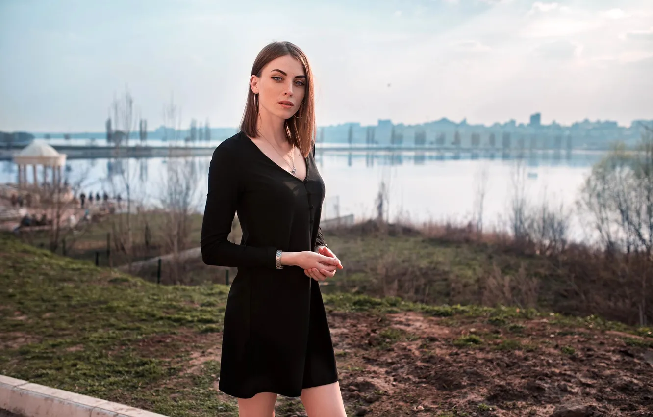 Wallpaper look, the sun, landscape, pose, river, model, portrait ...