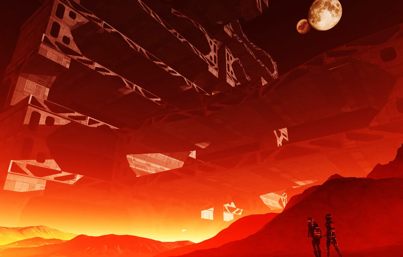 Wallpaper mountains, planet, construction, object, We're not the first ...