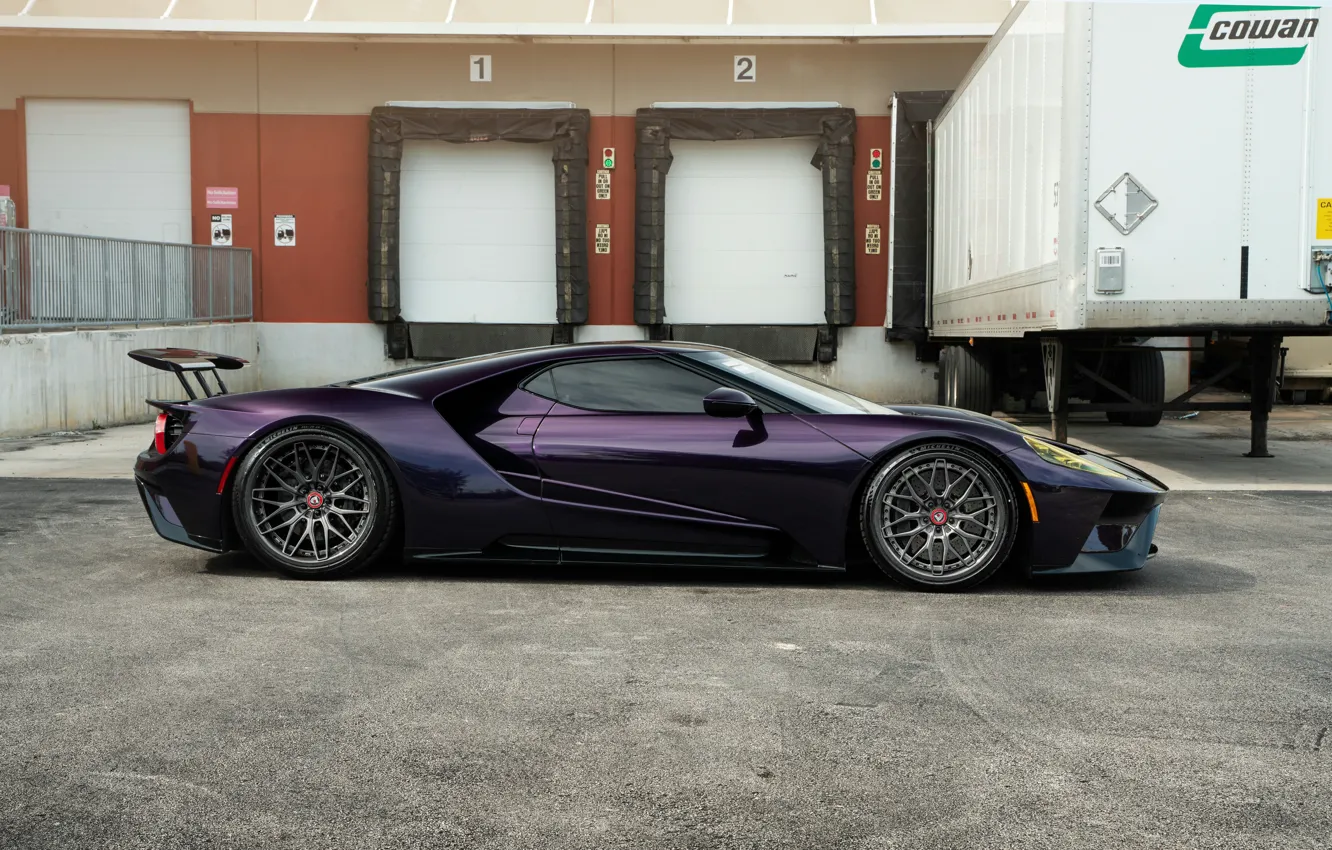 Wallpaper Ford, Ford, Ford GT, Purple, Purple, Side, Boxes, Trailer for ...