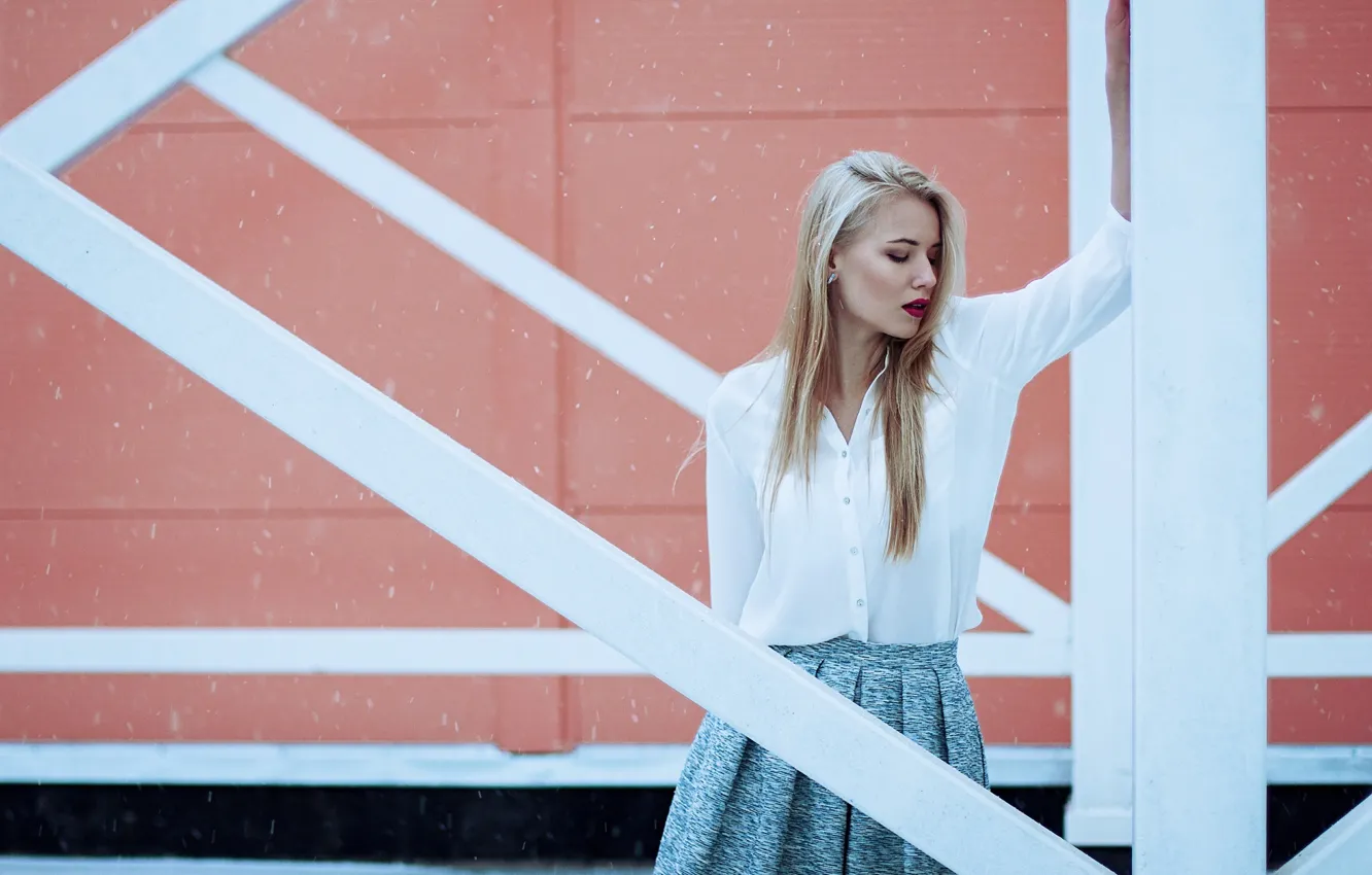 Wallpaper Model, Winter, Snow, Blonde, Christina, Portrait for mobile ...