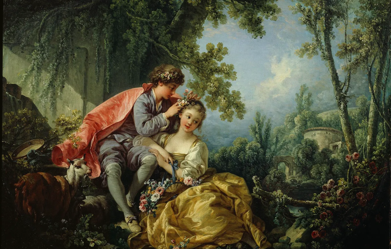 Wallpaper picture, spring, Four Seasons, Francois Boucher, Rococo for ...