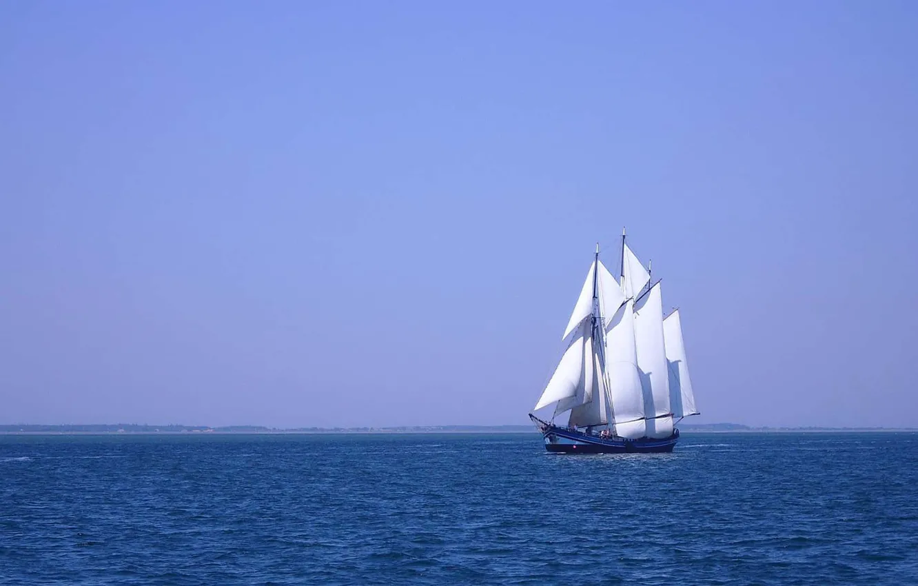 Wallpaper the way, movement, the ocean, the wind, coast, ship, sailboat ...