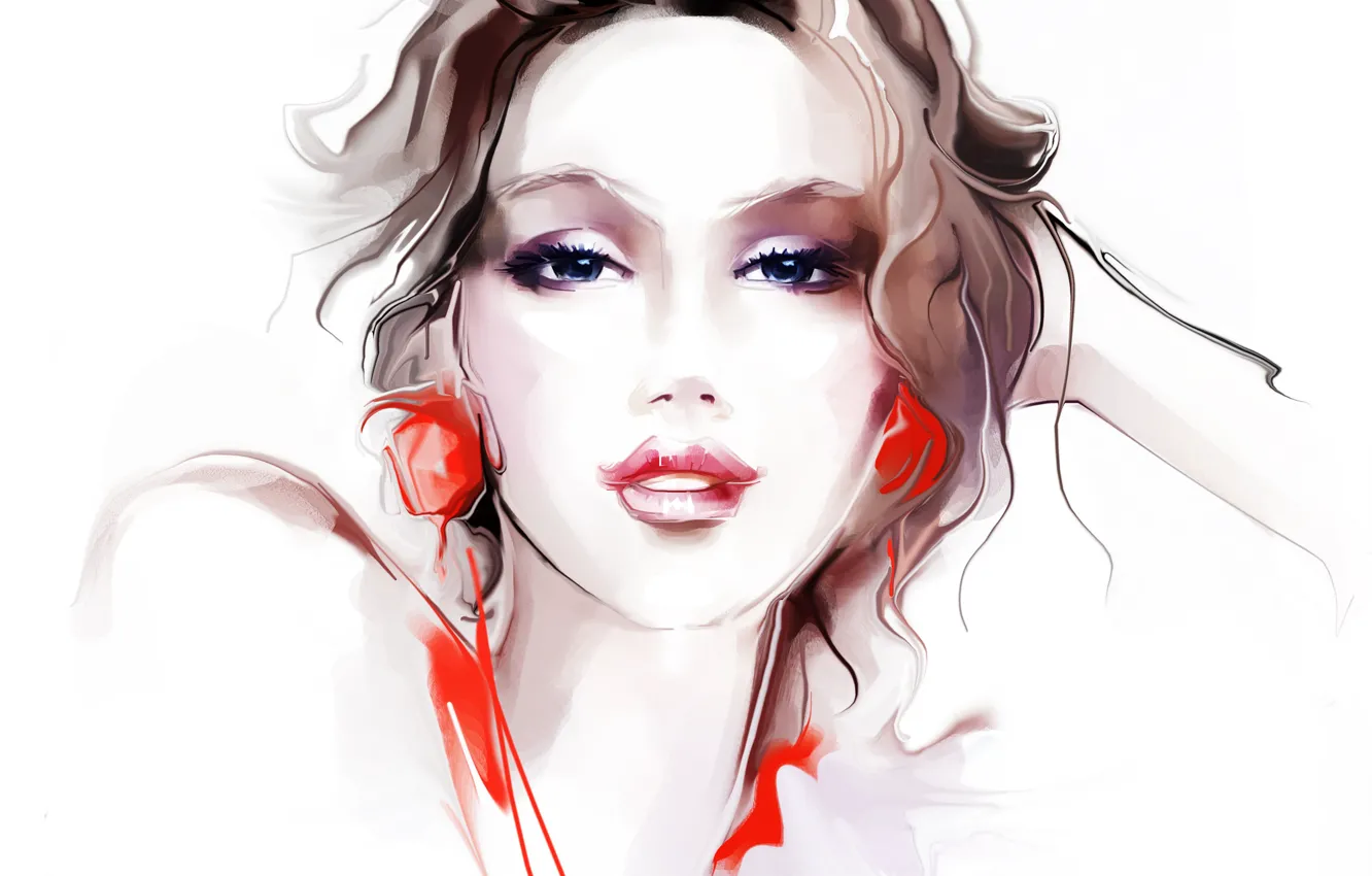 Wallpaper Eyes Look Girl Face Background Hair Hand Earrings For