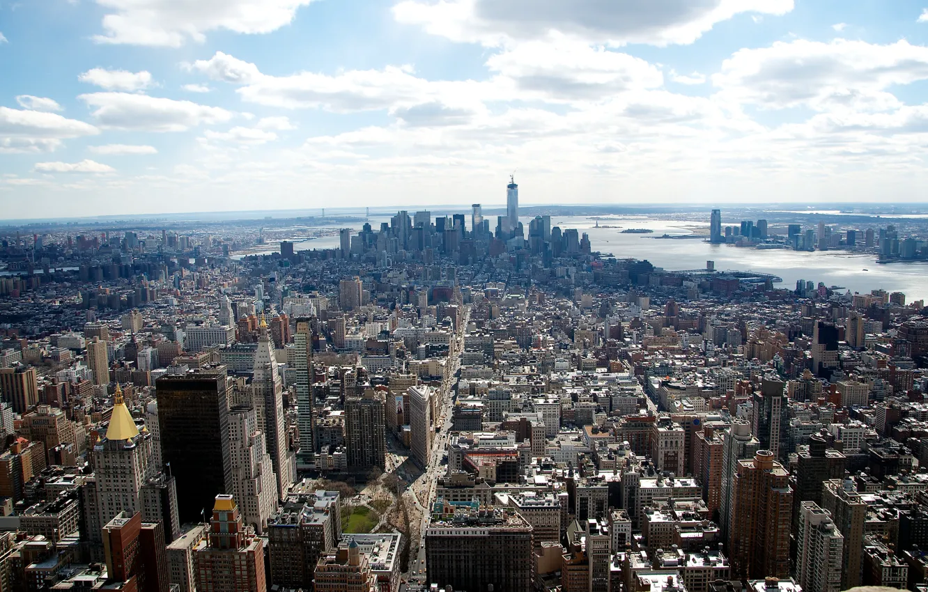 Wallpaper USA, New York, Manhattan, Empire State Building, One World ...