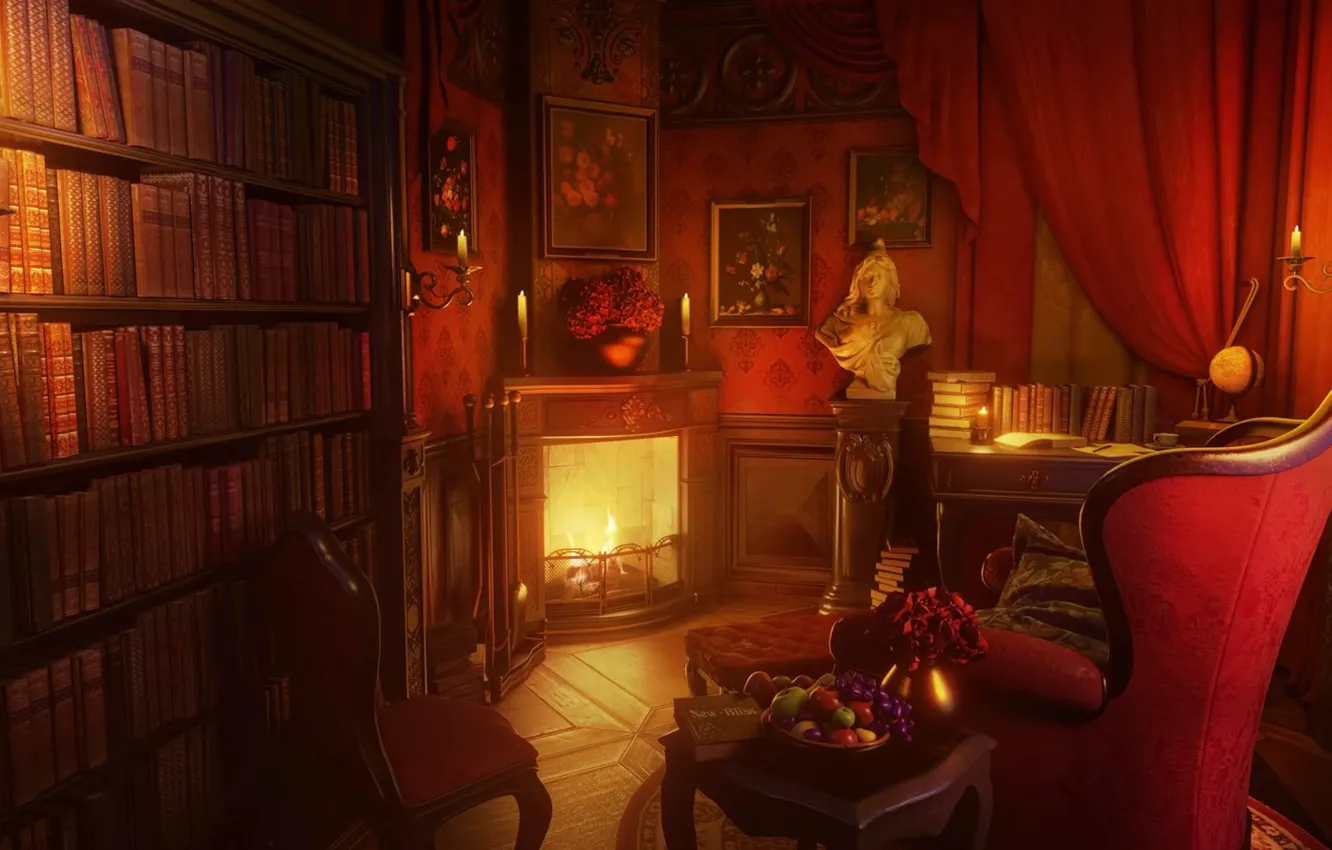 Wallpaper lights, fire, Classic, art, fruit, palace, fireplace, secret ...