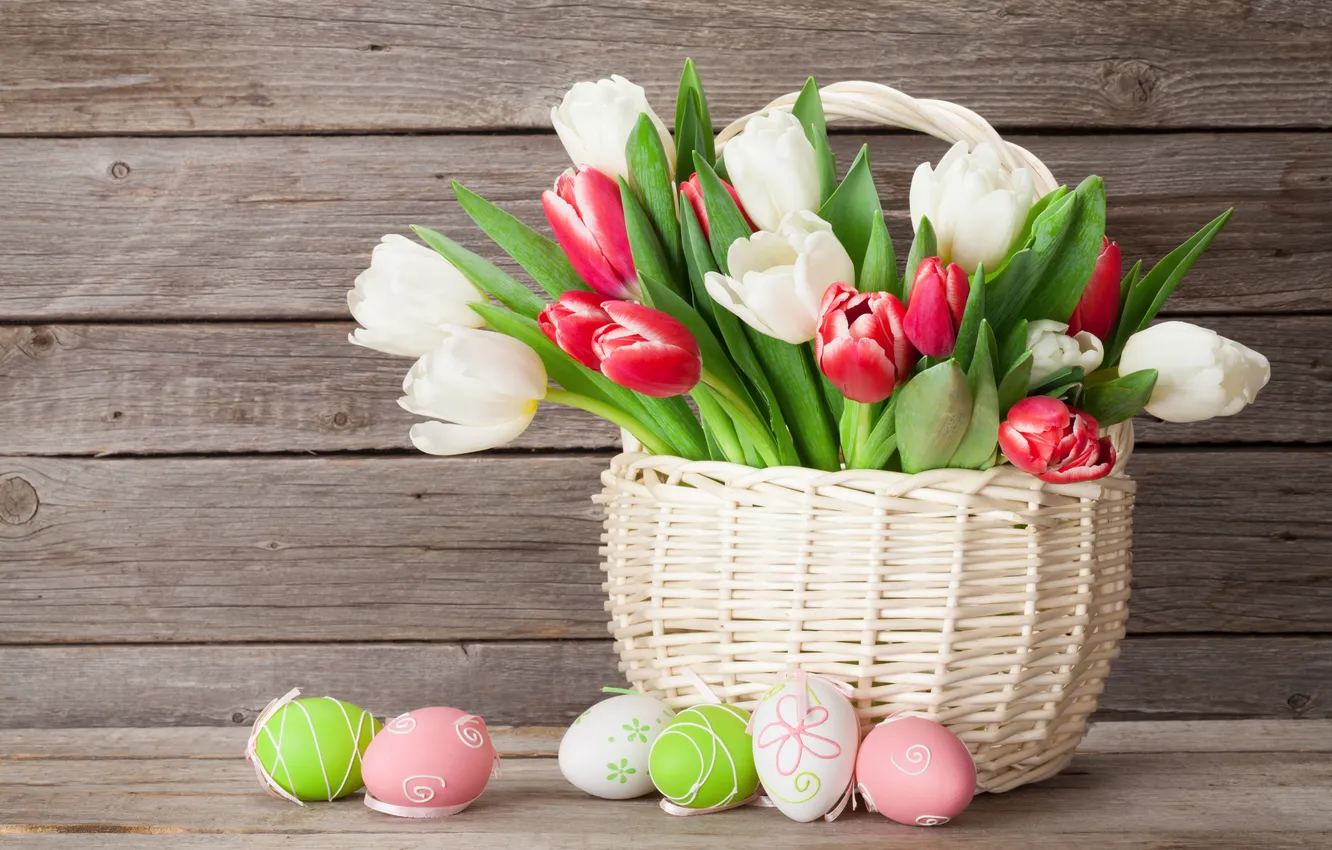 Wallpaper flowers, eggs, spring, colorful, Easter, red, wood, flowers ...
