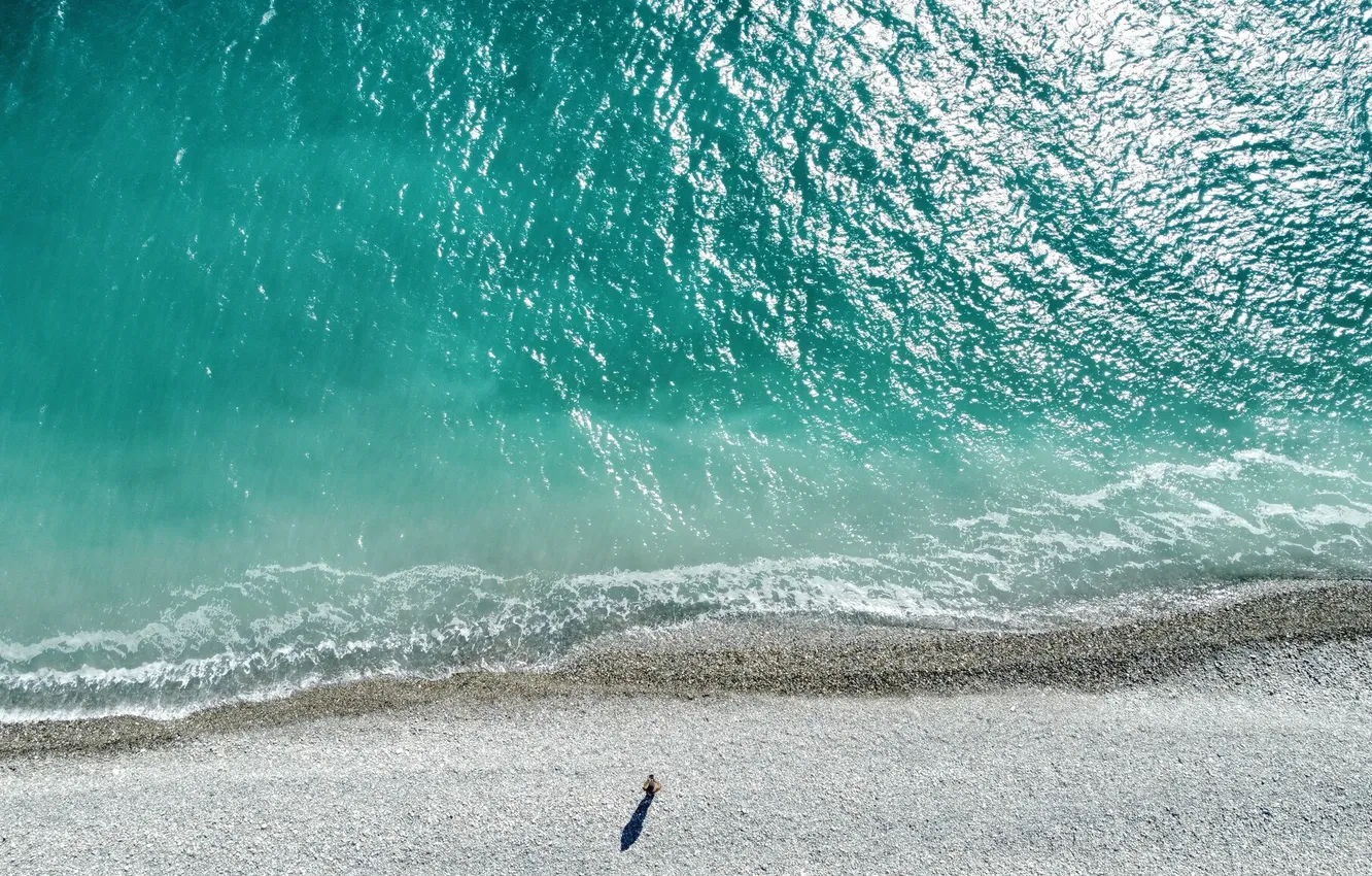 Wallpaper wave, water, the ocean, shore, people, shadow, depth, the for ...