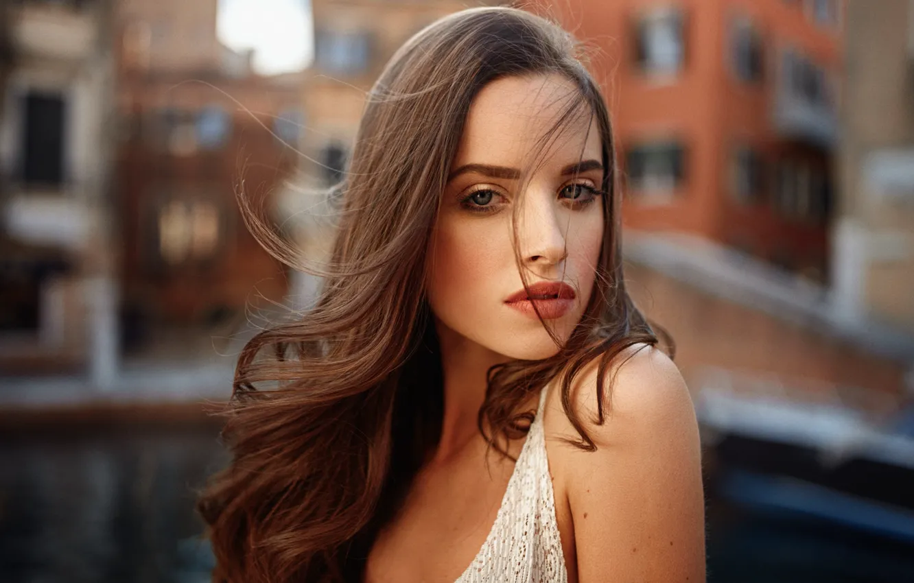 Wallpaper Look Girl Close Up Face Portrait Lips Beauty George