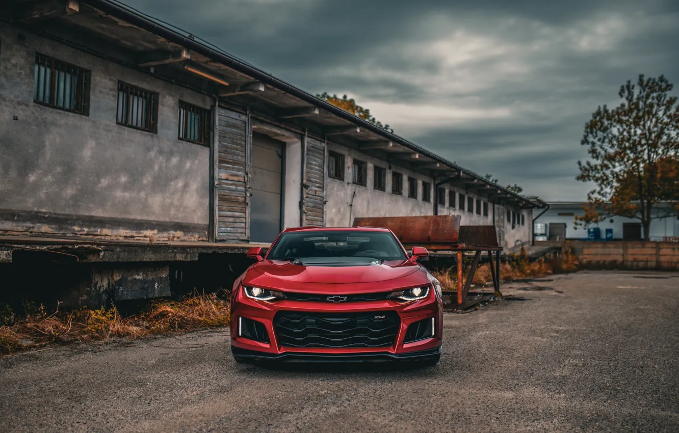 Wallpaper Red, Camaro ZL1, Front view for mobile and desktop, section ...