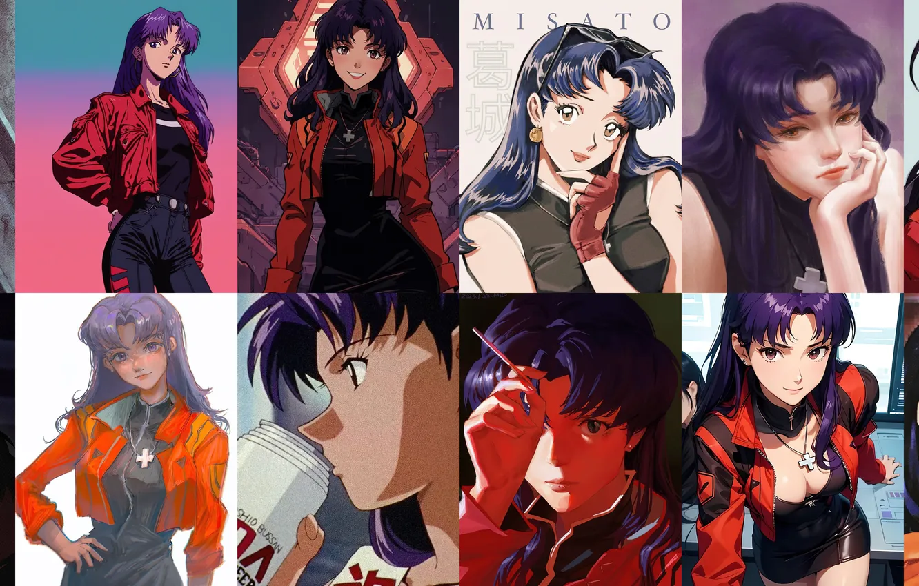 Wallpaper girl, anime, Evangelion, Misato Katsuragi, AI Art for mobile ...