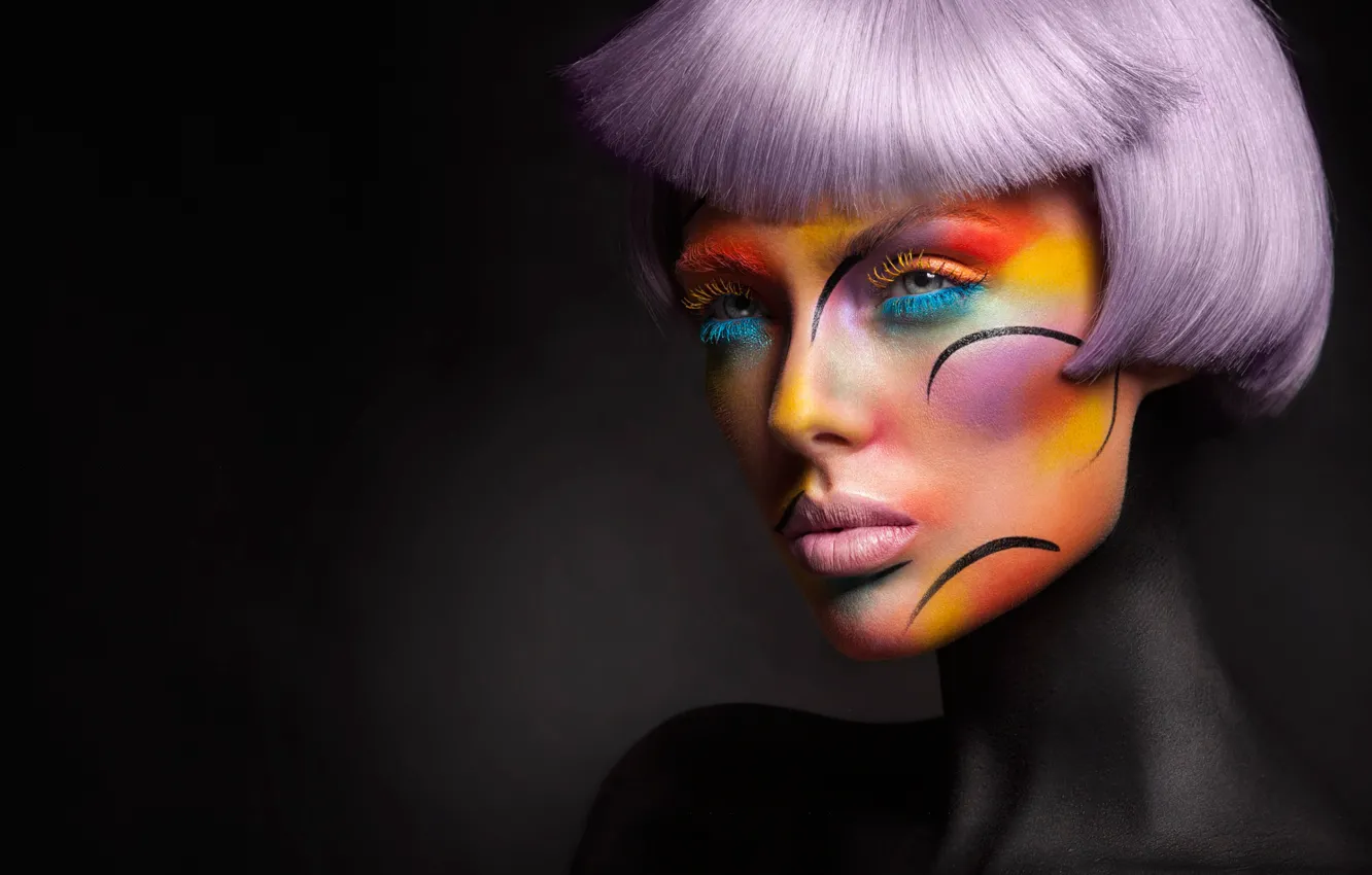 Wallpaper background, portrait, makeup, colourful, hairstyle for mobile ...