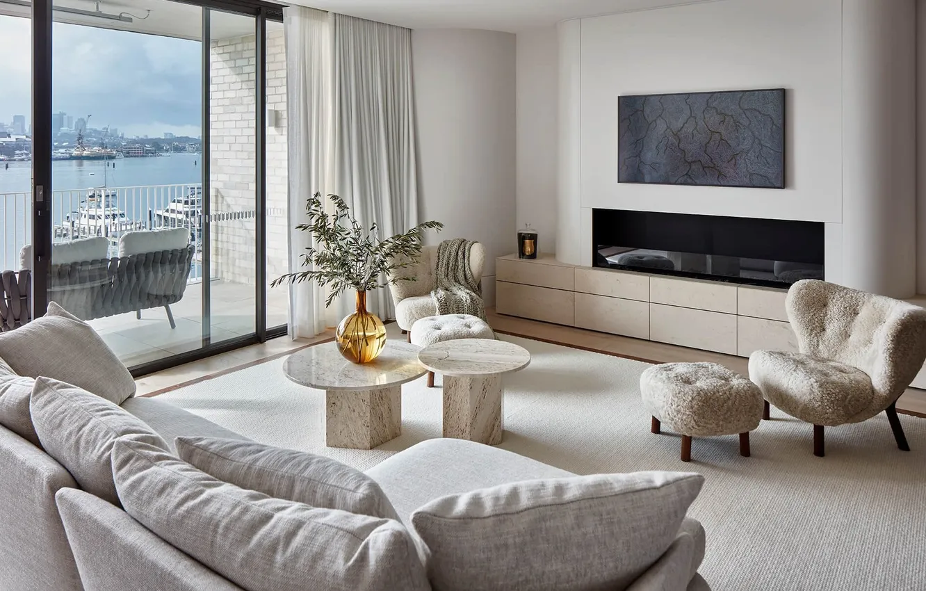 Wallpaper design, style, room, interior, balcony, bright living room ...