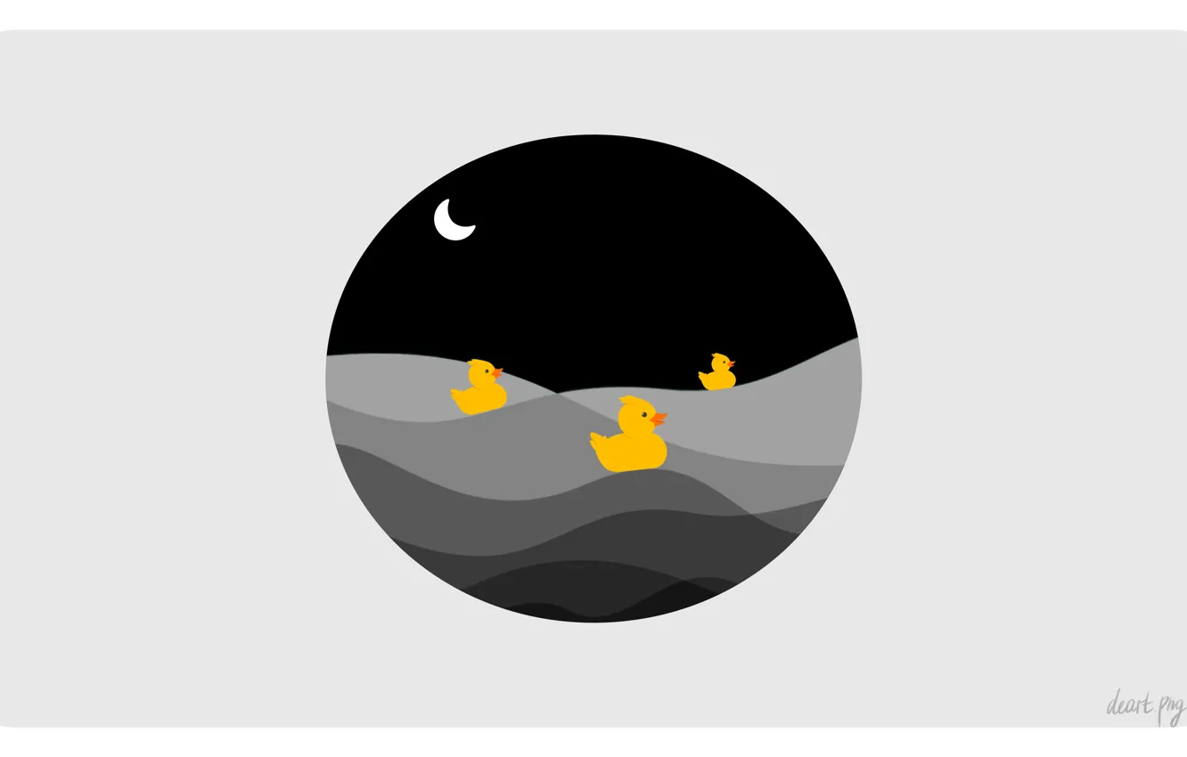 Wallpaper sea, night, the moon, duck, minimalism for mobile and desktop ...