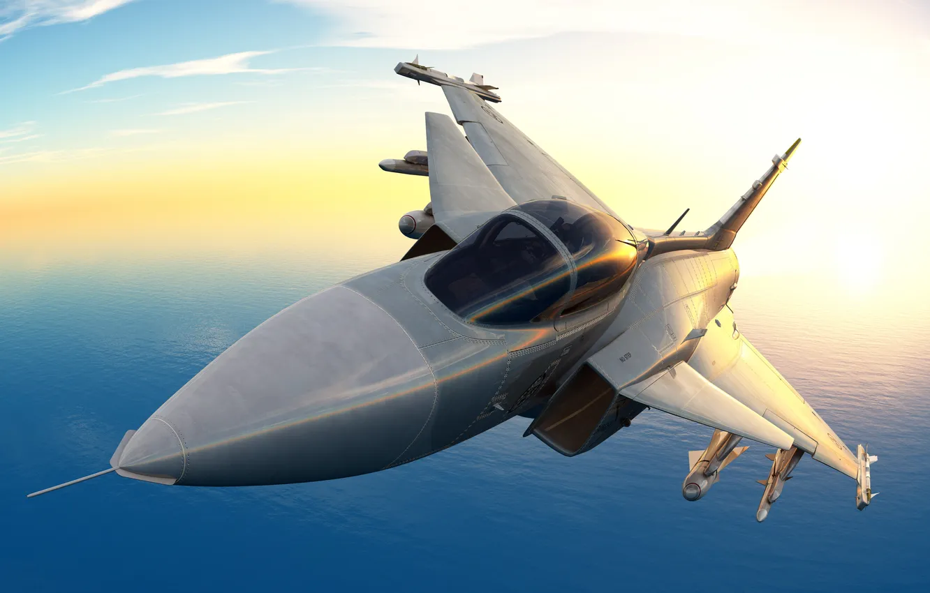 Wallpaper fighter, sky, flight, clouds, airplane, fly, jet, horizon for mobile and desktop ...